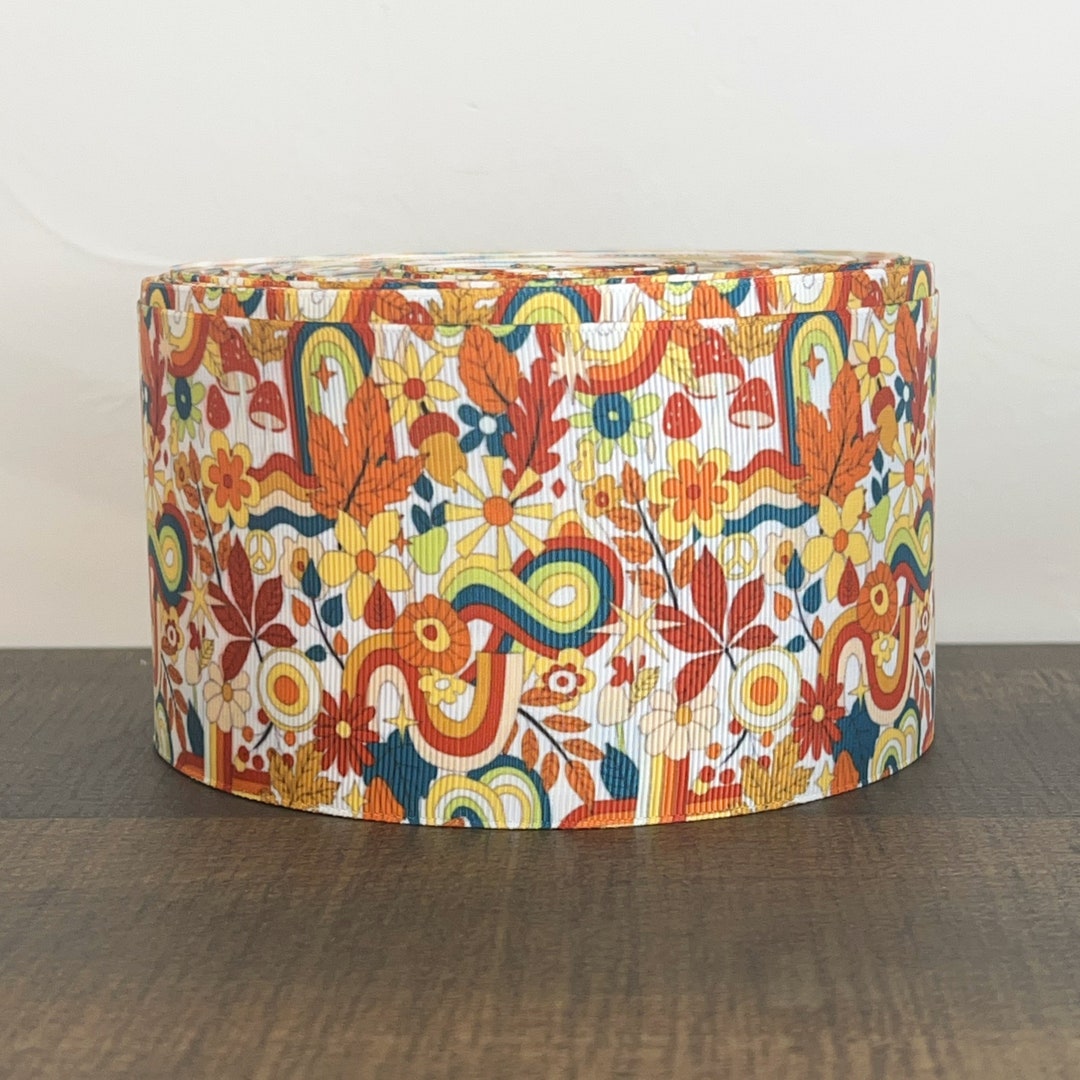 3” Retro Fall Leaves & Peace Signs - Etsy