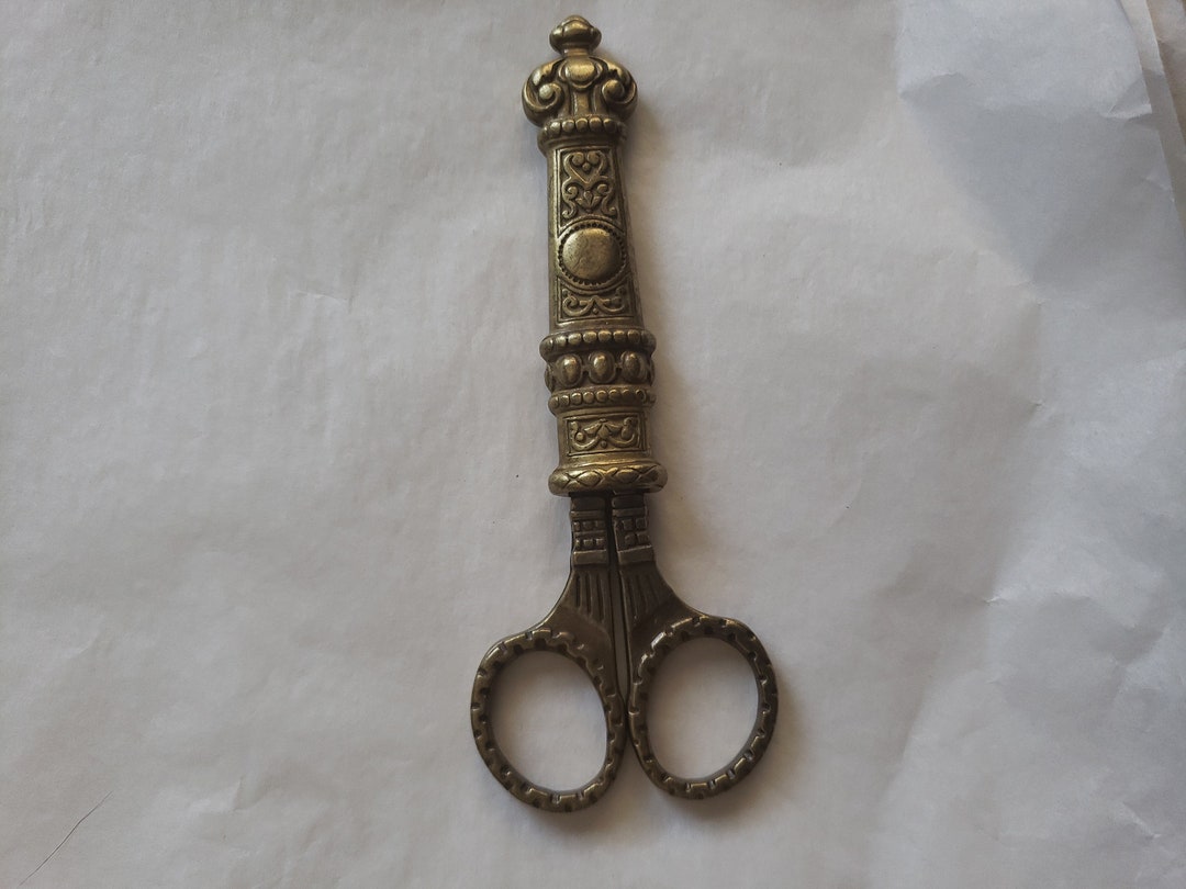 Antique / Vintage 1800s Bronze Scissors With Ornate Handle and Sheath ...