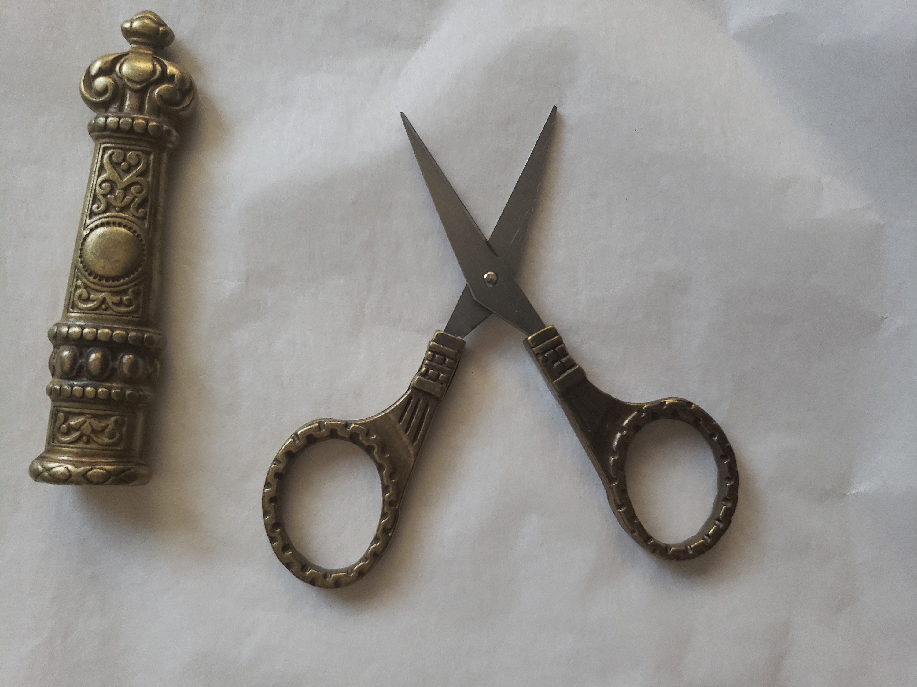 Antique / Vintage 1800s Bronze Scissors With Ornate Handle and Sheath ...