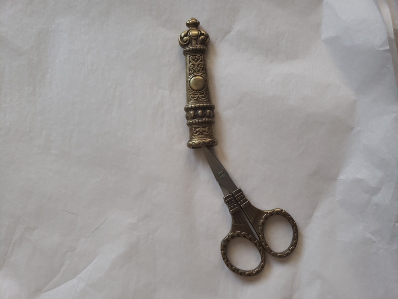 Antique / Vintage 1800s Bronze Scissors With Ornate Handle and Sheath ...