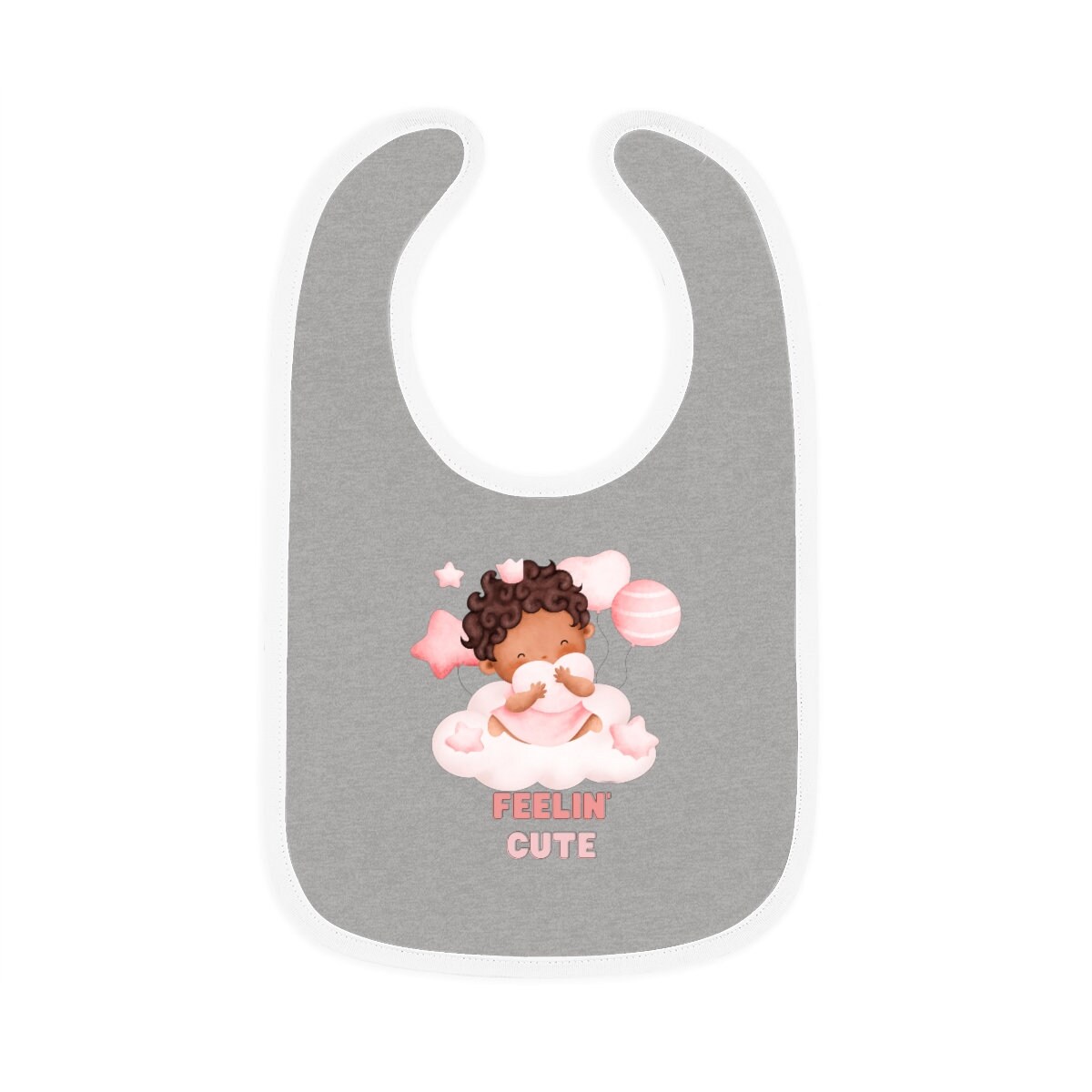 Feelin Cute Bib With African American Baby Girl on Cloud Pink - Etsy