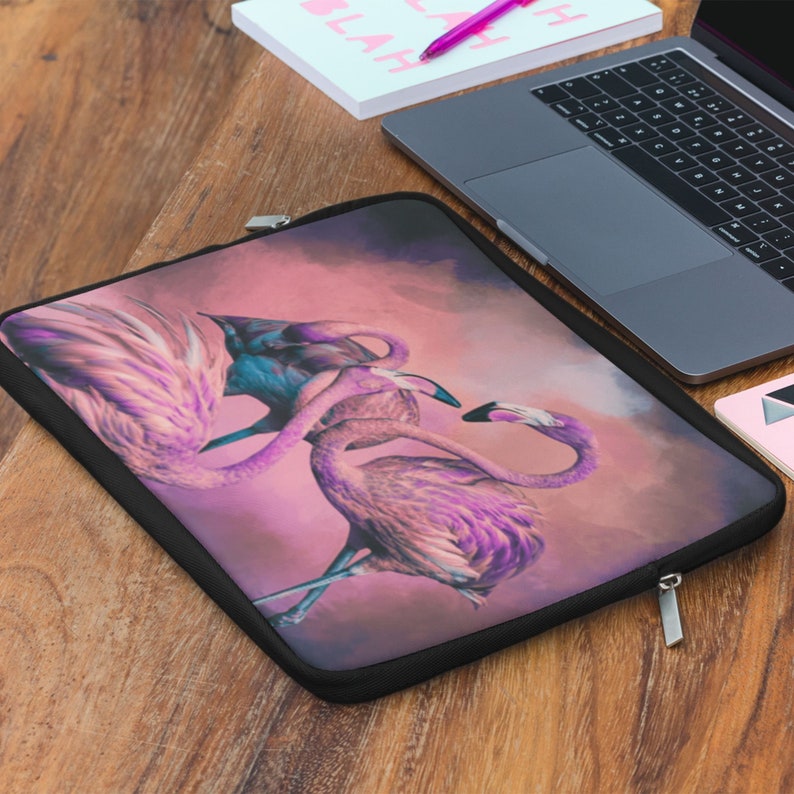 Glitzy Flamingos Laptop Sleeve, Pink Flamingo Laptop Case Computer ...