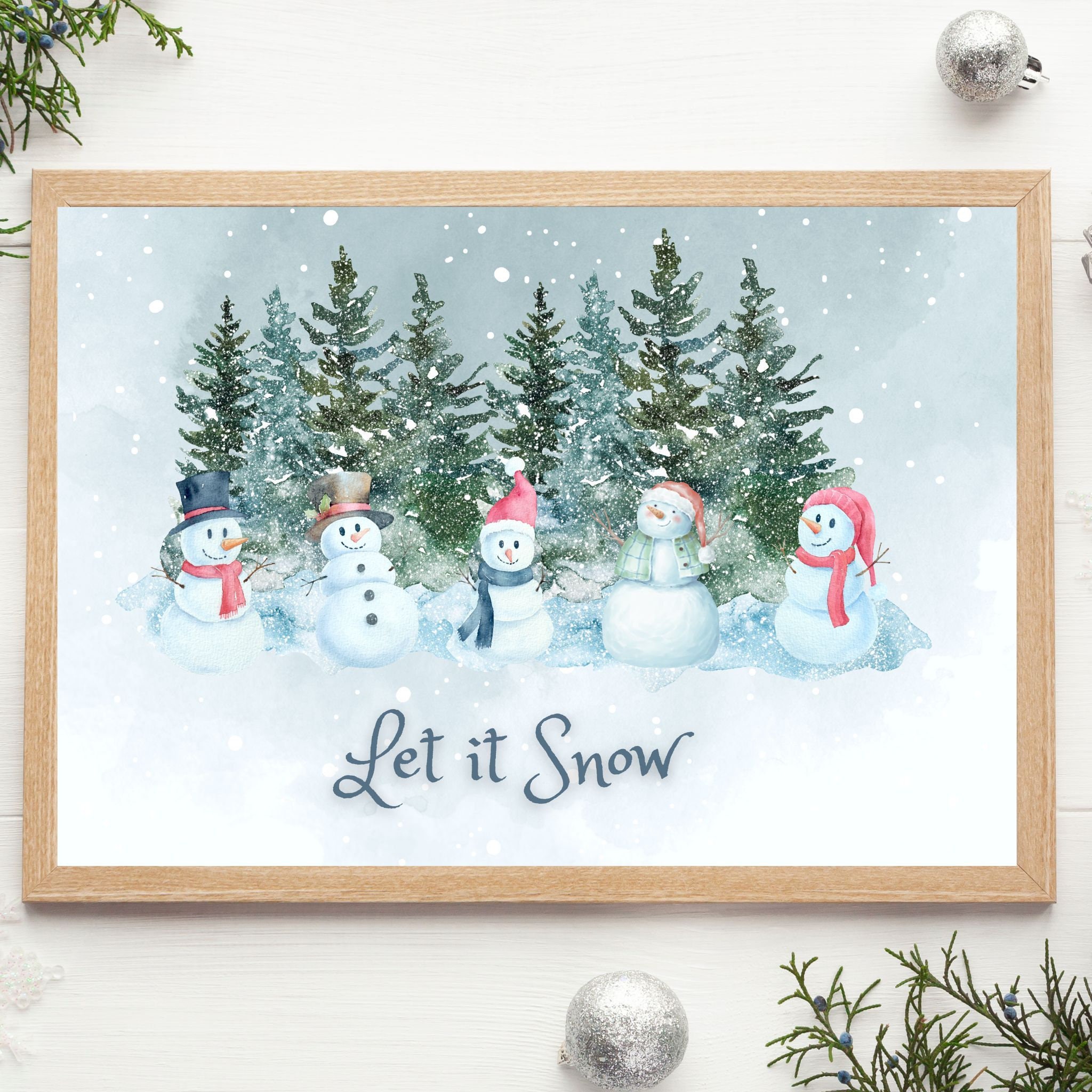 Let It Snowmen Art, Snowmen Printable, Snowmen Digital Art, Snowy ...