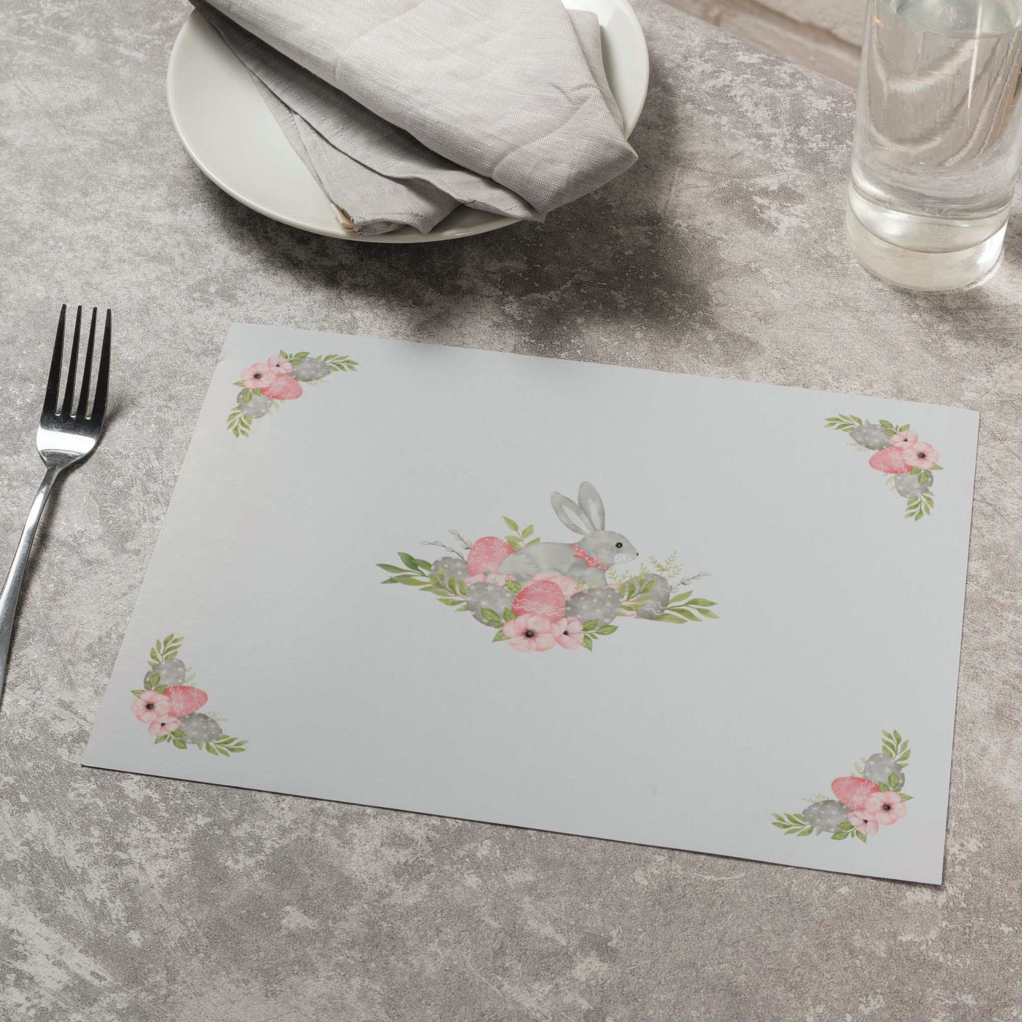 Eggciting Easter Bunny Placemat, Spring Floral Table Placemat ...