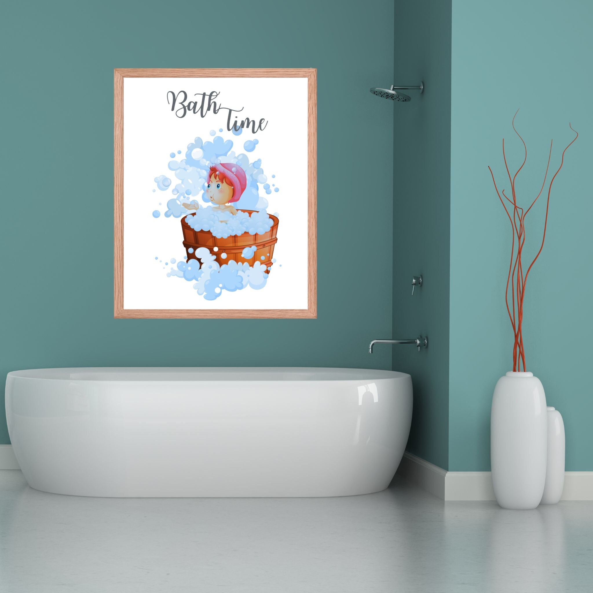 Bath Time Bubbles, Whimsy Bathroom Art, Kids Bathroom Art, Bath Time ...