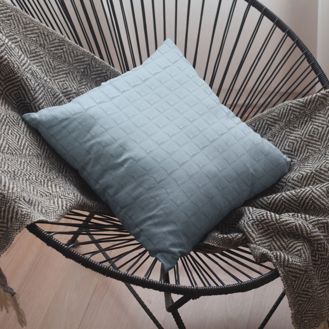 Blue Square Echo Accent Pillow, Light Blue Home Decor, Geometric Throw ...