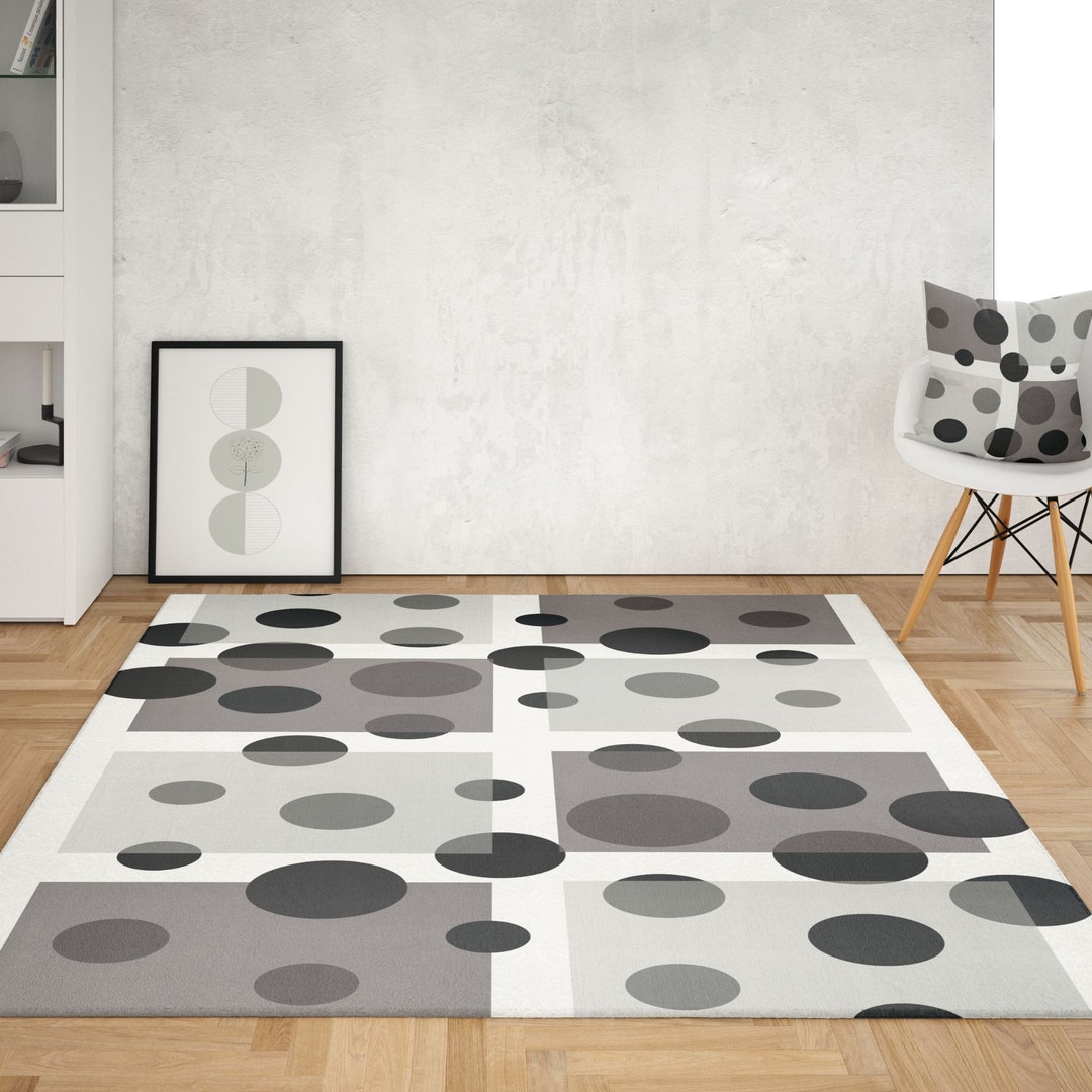 Square Harmony Modern Contempory Area Rug, Beige and Black Trendy ...