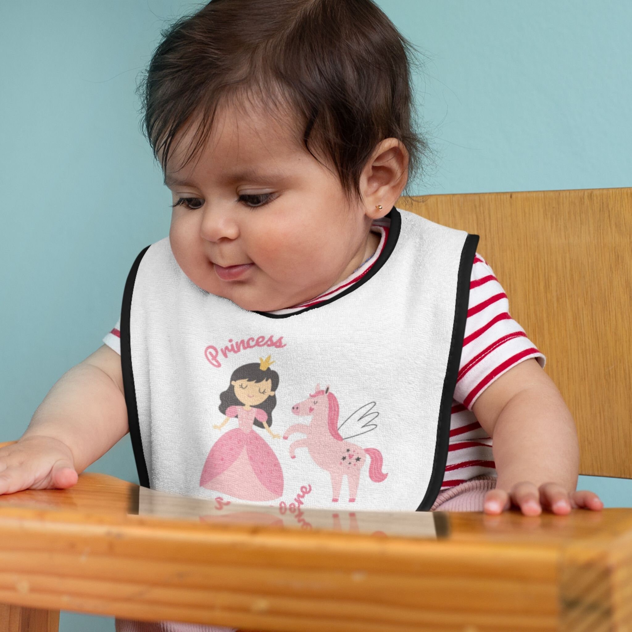 Princess and Unicorn Jersey Baby Bib, Custom Girl Baby Bib, Personalize ...