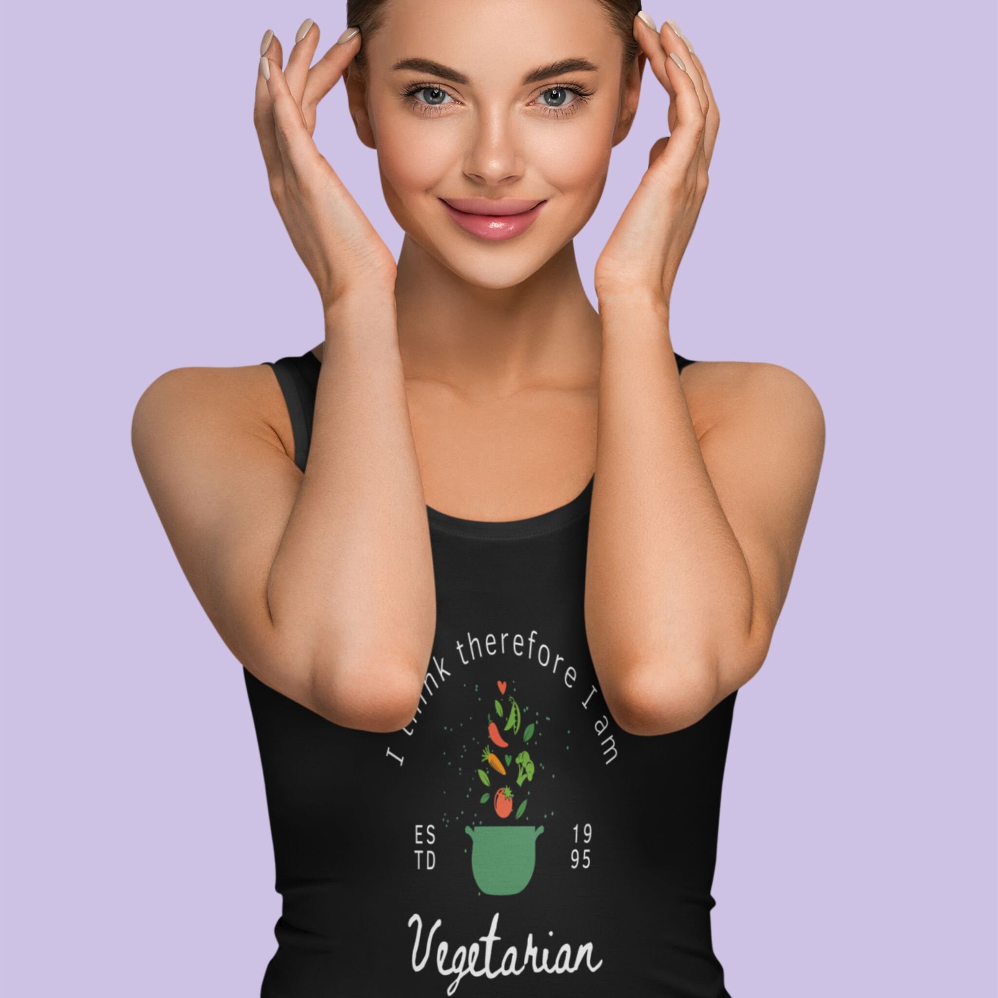 I Think Therefore I Am, Vegetarian Tank Top, Funny Vegan Quote Tank Top ...