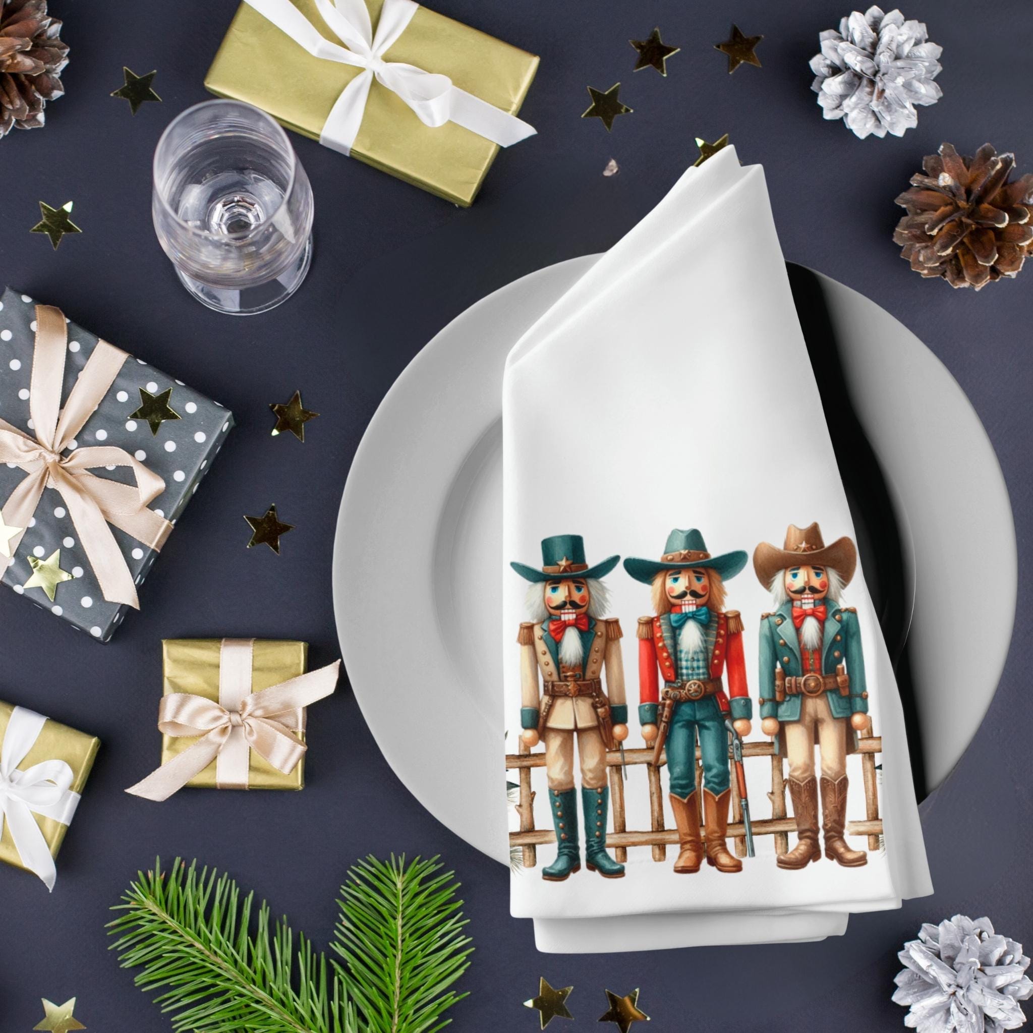 Cowboy Nutcracker Cloth Napkin Set Rustic Cowboy Western Napkin Set for ...