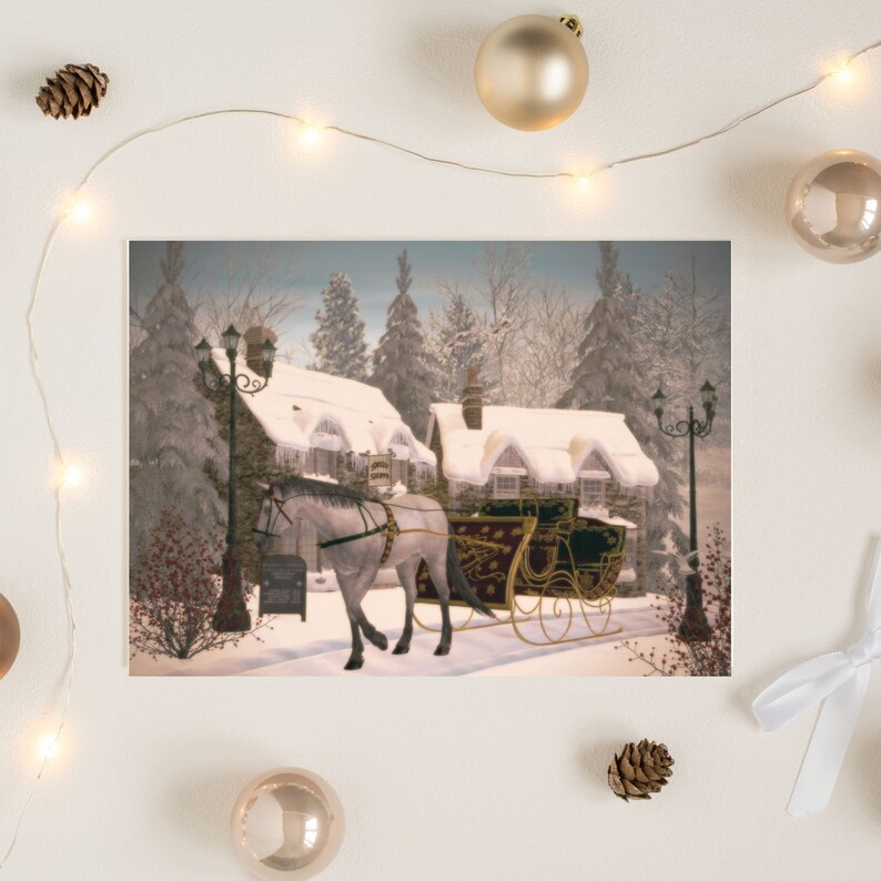 Santa Ride Horse and Sleigh Print, Sleigh Ride Printable, Santa Sleigh ...