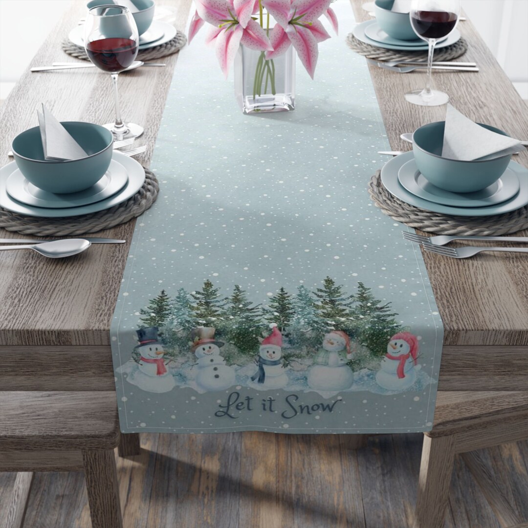Let It Snowmen Table Runner, Christmas Snowmen Runner, Holiday Table ...