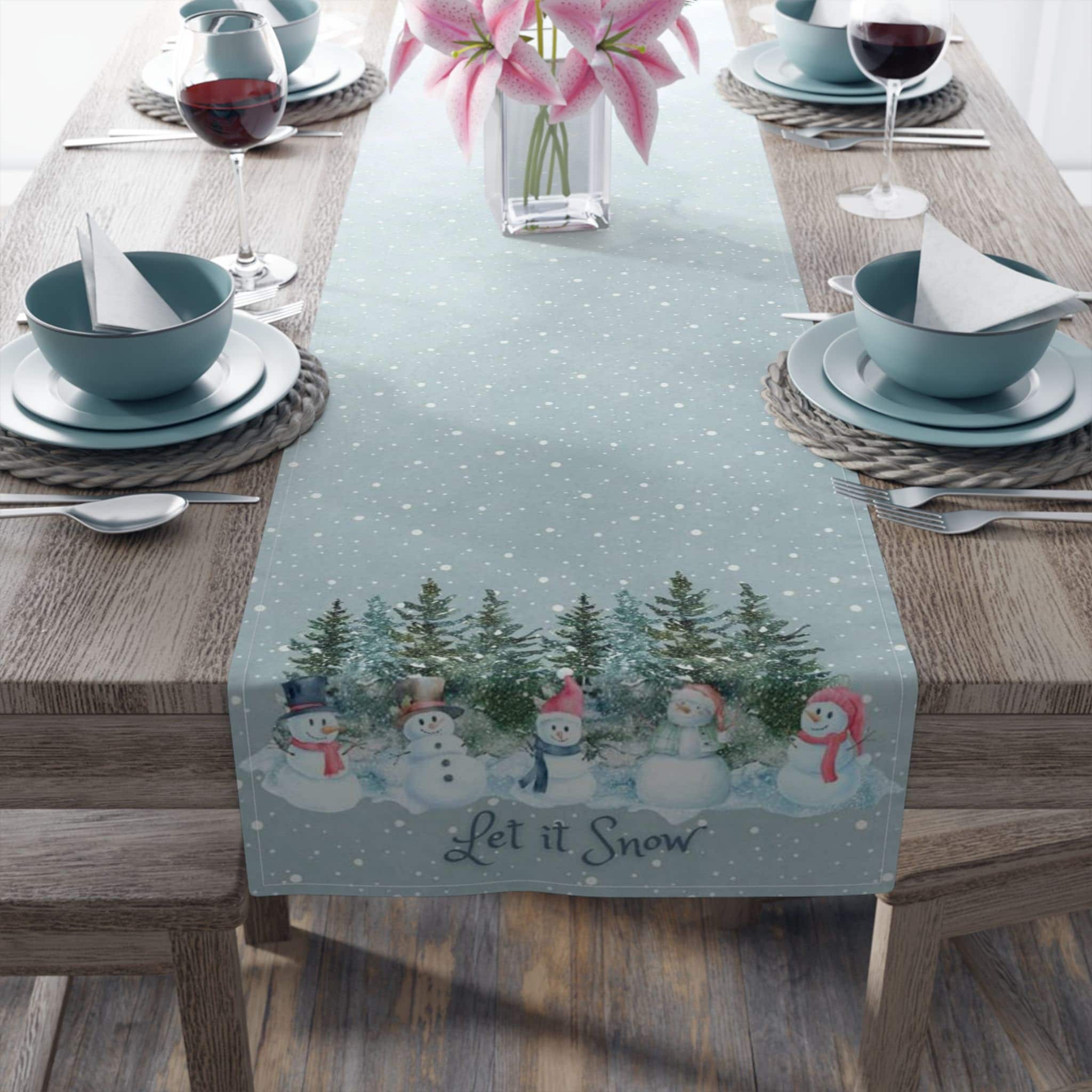 Let It Snowmen Table Runner, Christmas Snowmen Runner, Holiday Table ...