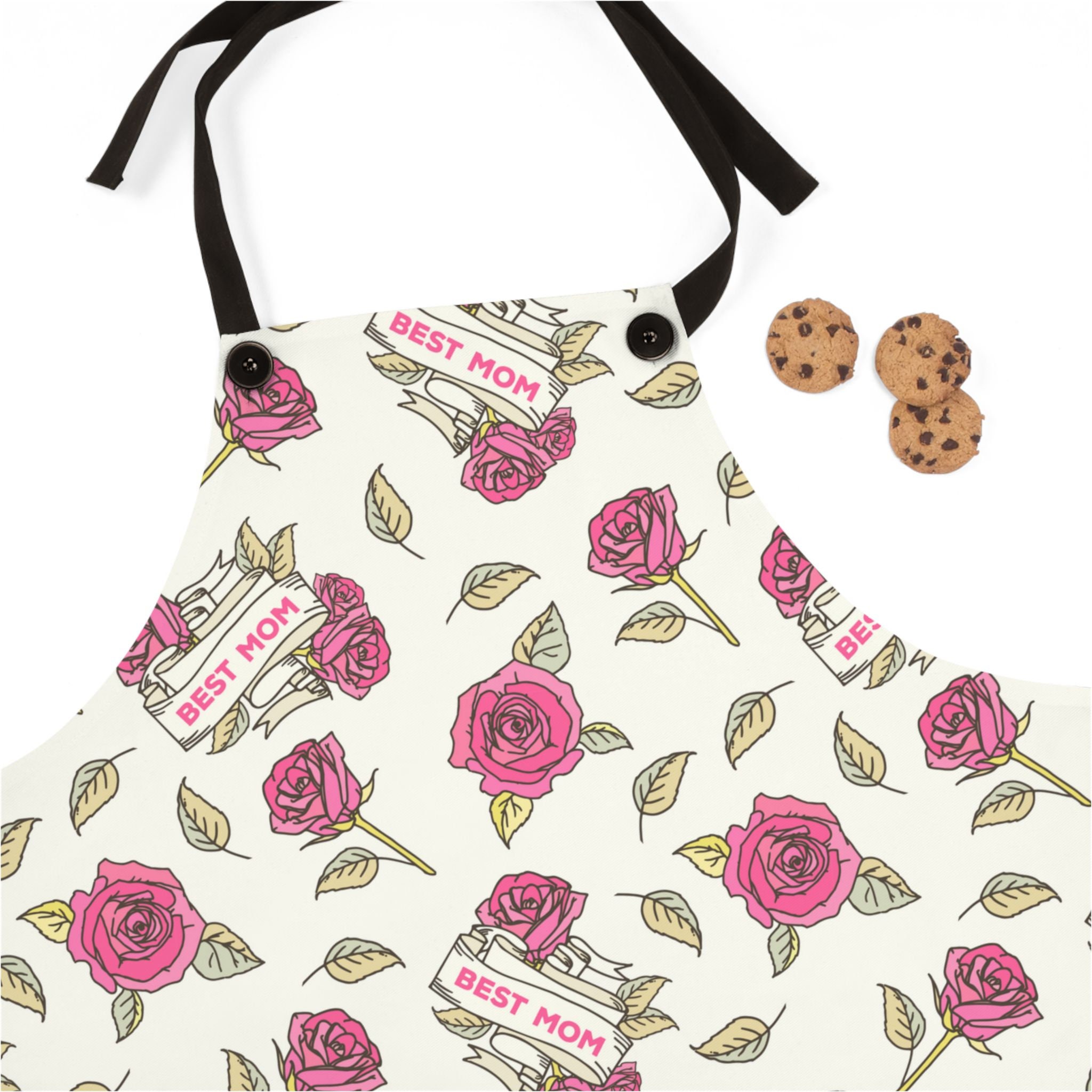 Momtastic Apron, Pink and Cream Apron Best Mom Saying Flower Apron Gift ...