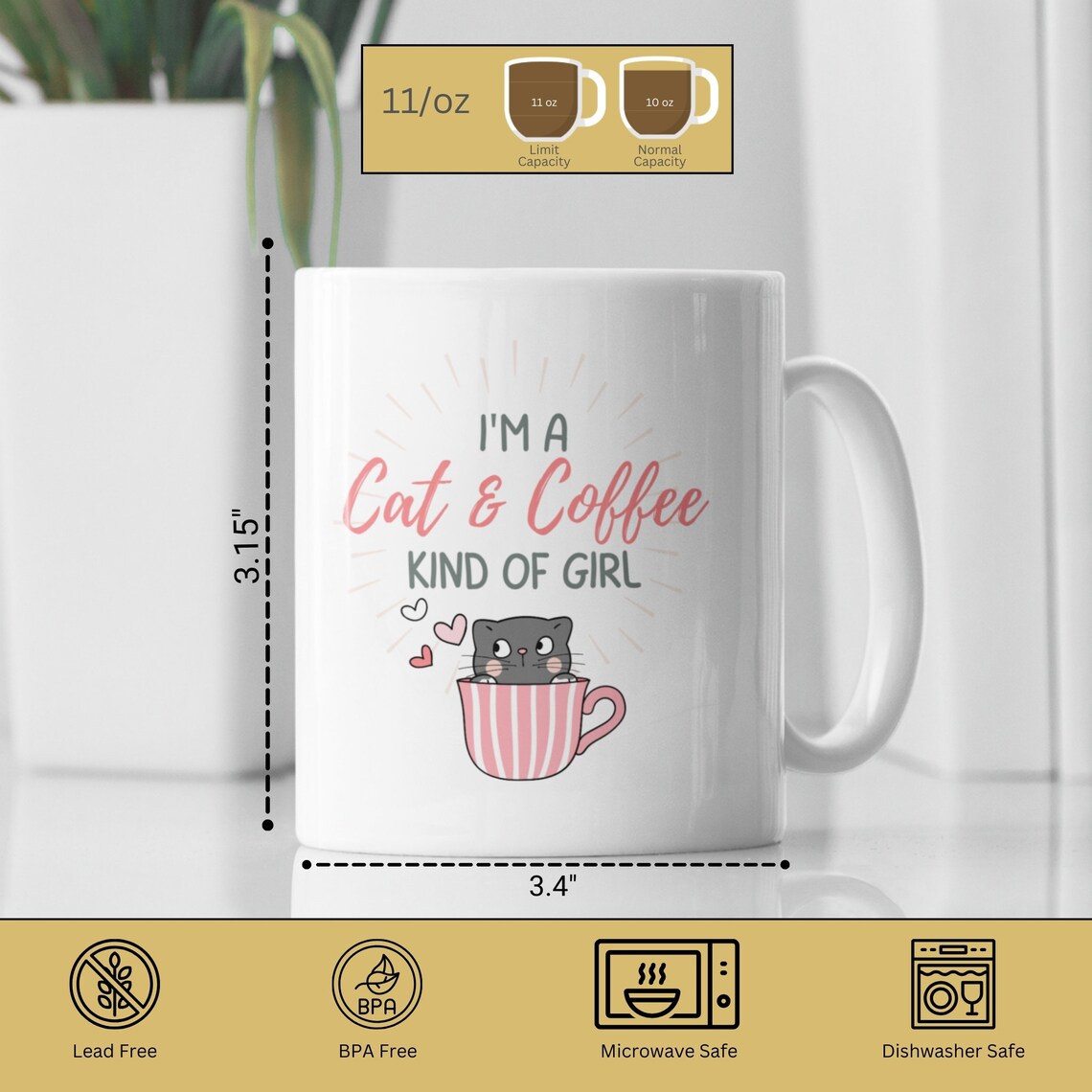 Caffeine Cat Girl Mug I Am a Cat and Coffee Kind of Girl Coffee Mug ...