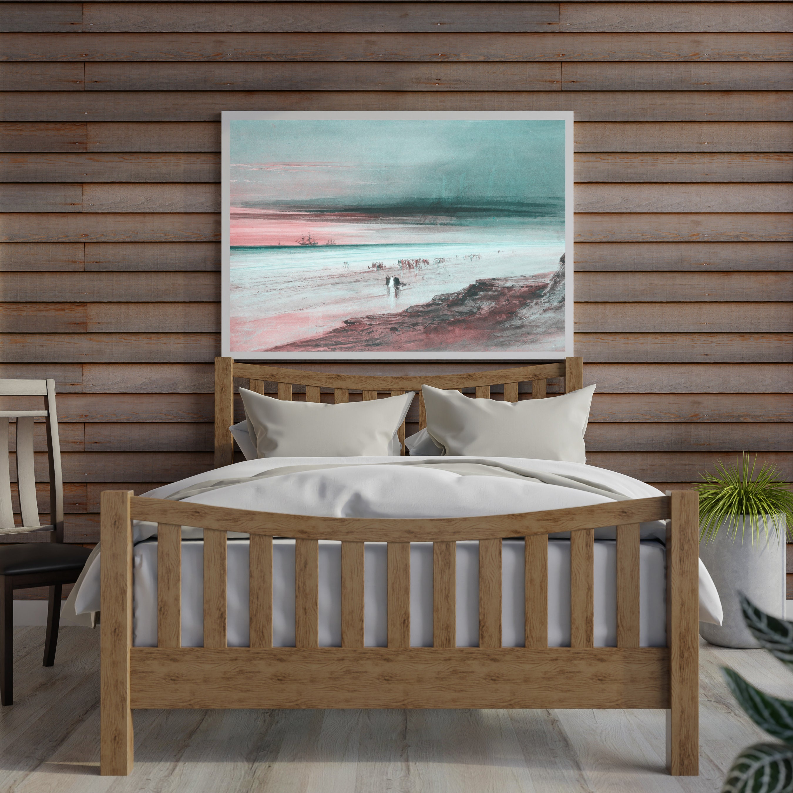 Beach Scene Wall Art, Coastal Wall Art, Beach Sunset Poster, Abstract ...