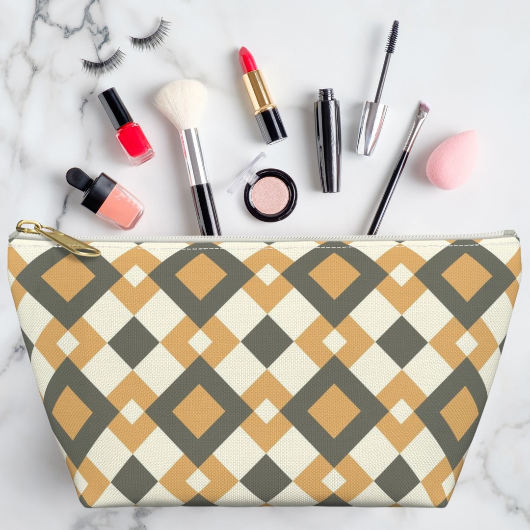 Retro Rhomb Accessories Pouch, Diamond Rhomb Makeup Bag, Geometric ...