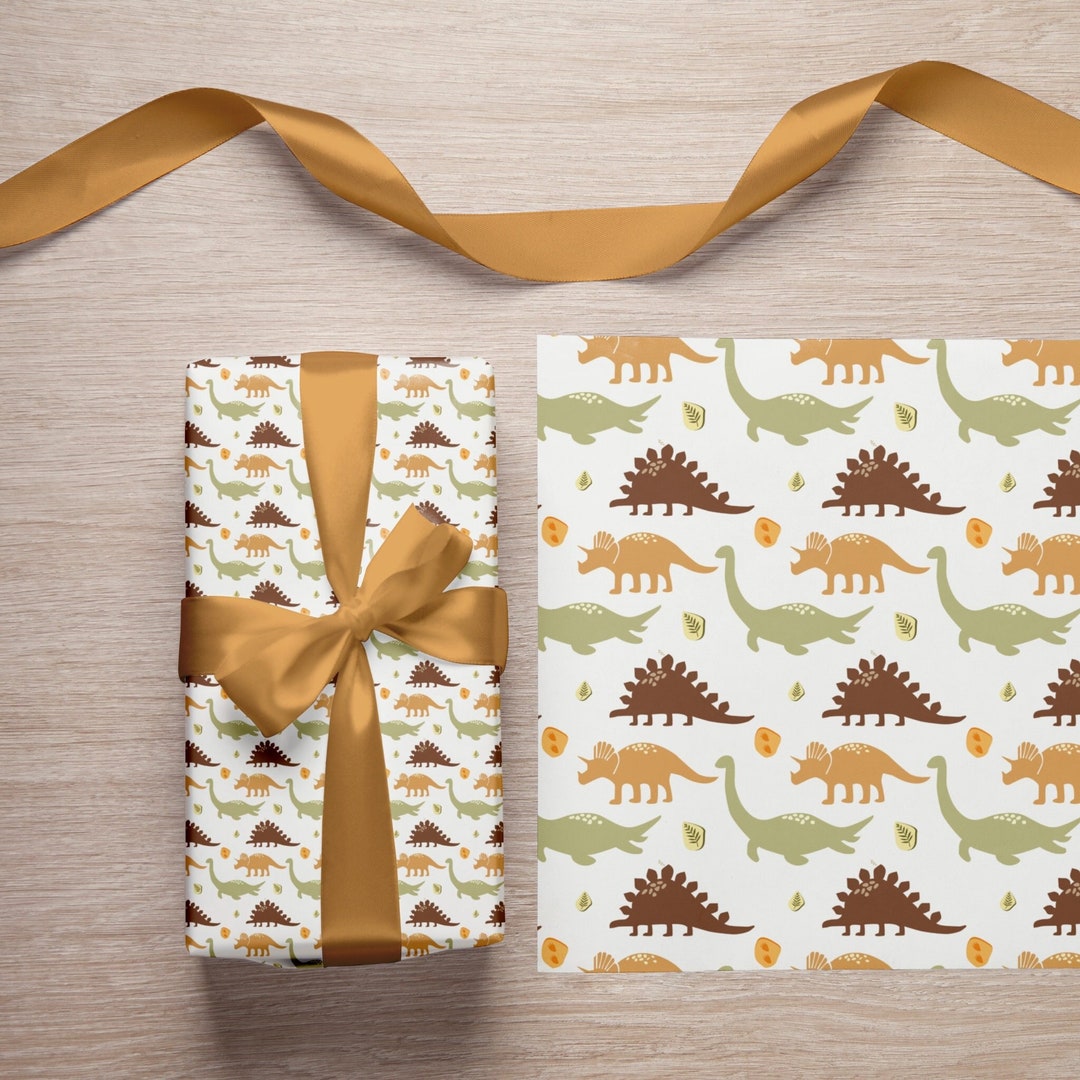 Jurassic Joy Wrapping Paper Roll, Dinosaur Gift Wrap Kids Party ...