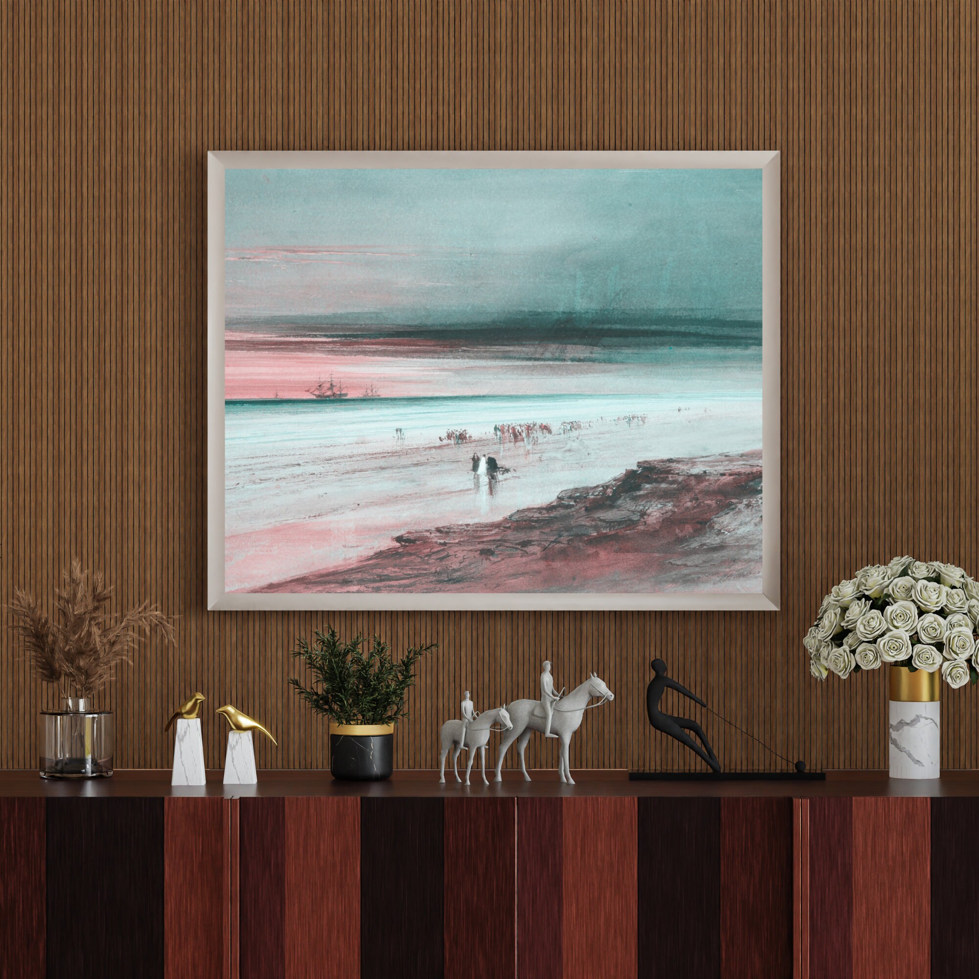 Beach Scene Wall Art, Coastal Wall Art, Beach Sunset Poster, Abstract ...