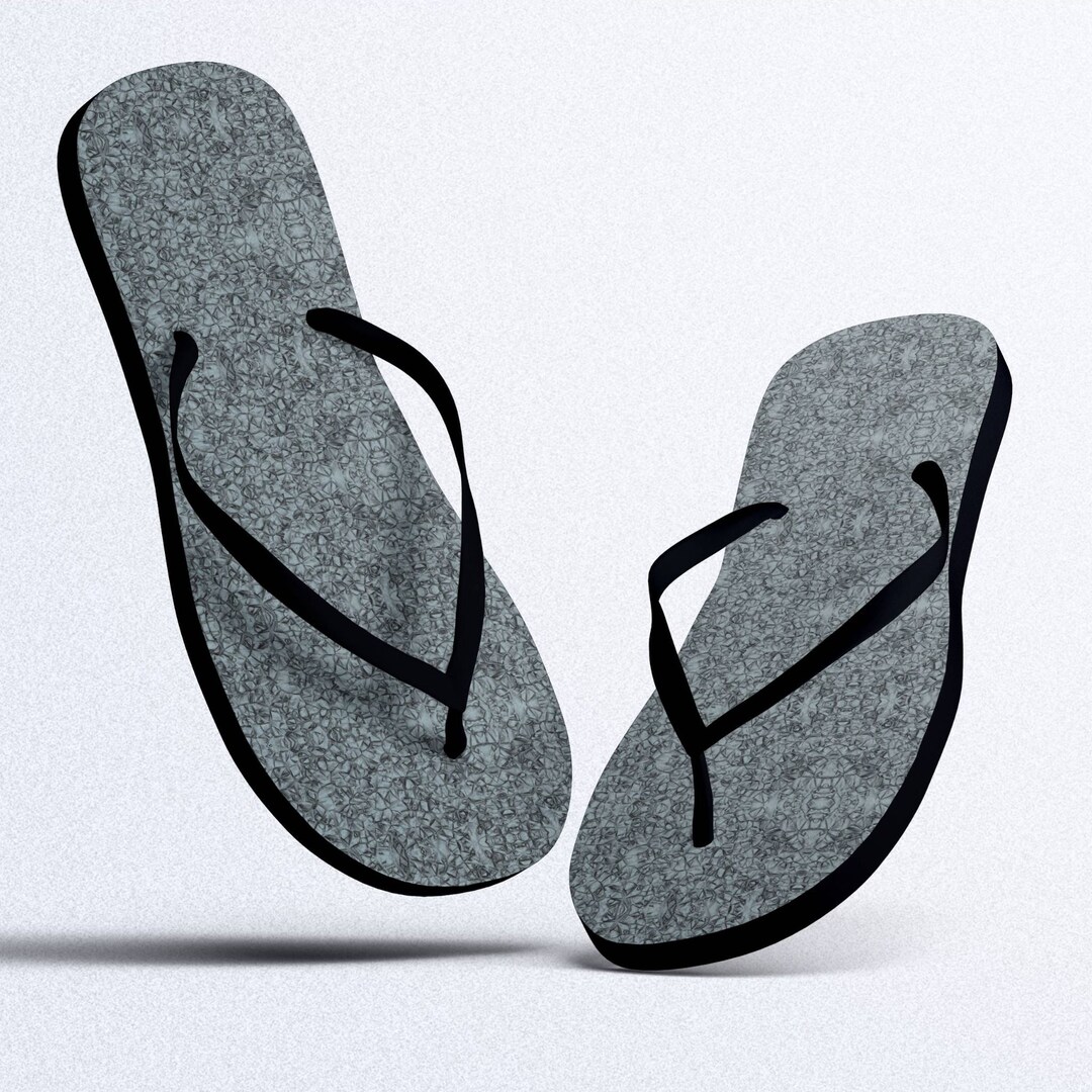 Baroque Pearl Flip Flops, Abstract Grey Unisex Flip Flops Summer Thongs ...