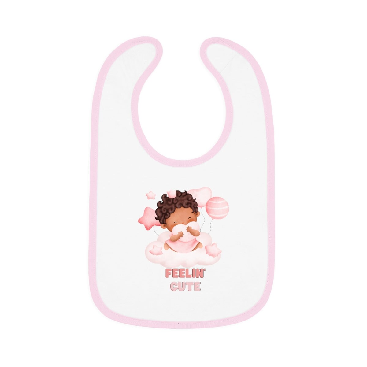 Feelin Cute Bib With African American Baby Girl on Cloud Pink - Etsy