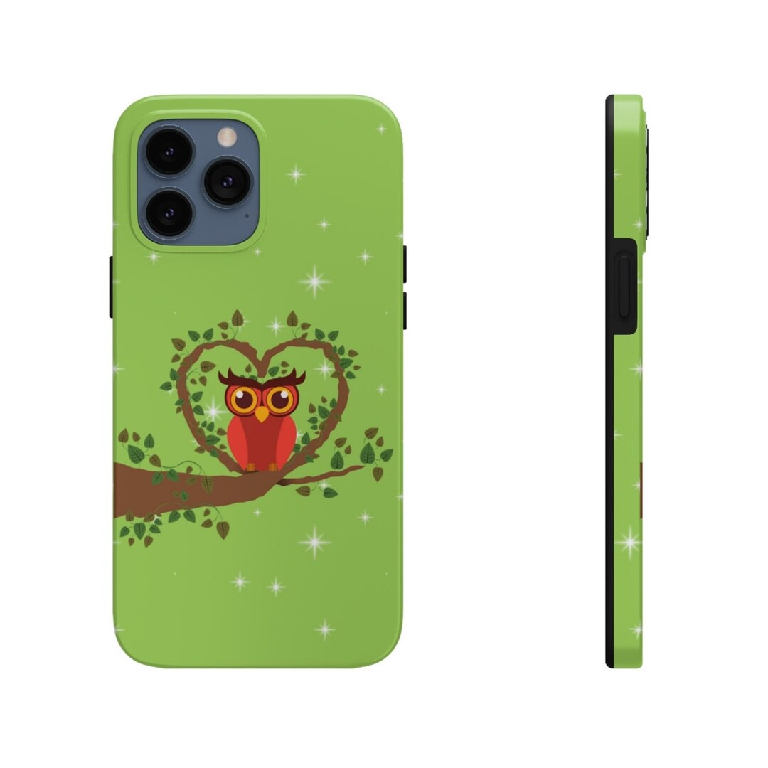 Owl iPhone Case: Green Hoot Lover Tough Phone Case - Etsy