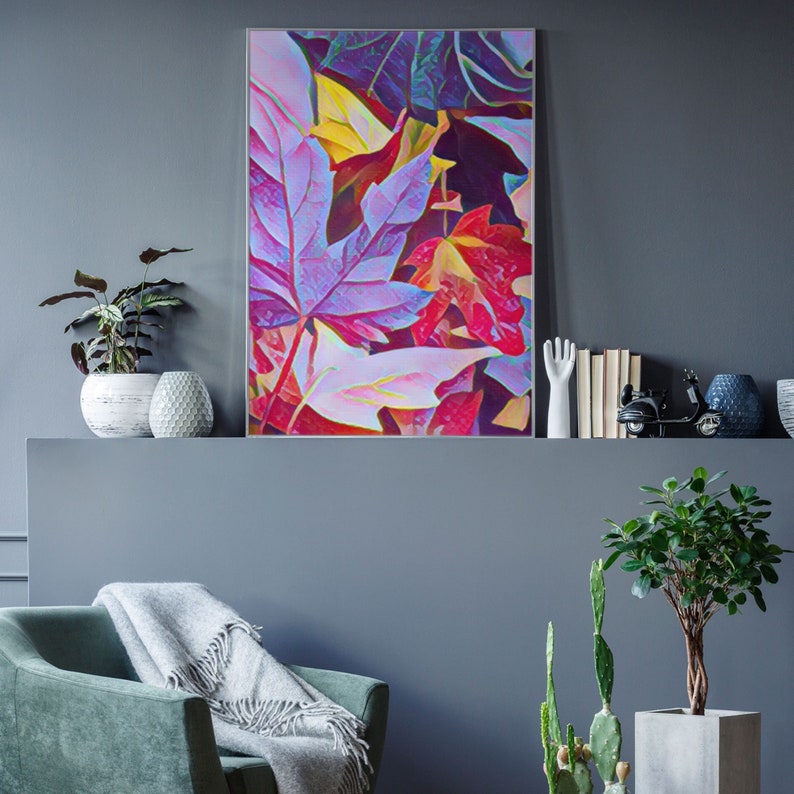 Abstract Leaves Art Print: Modern Botanical Wall Decor (digital ...