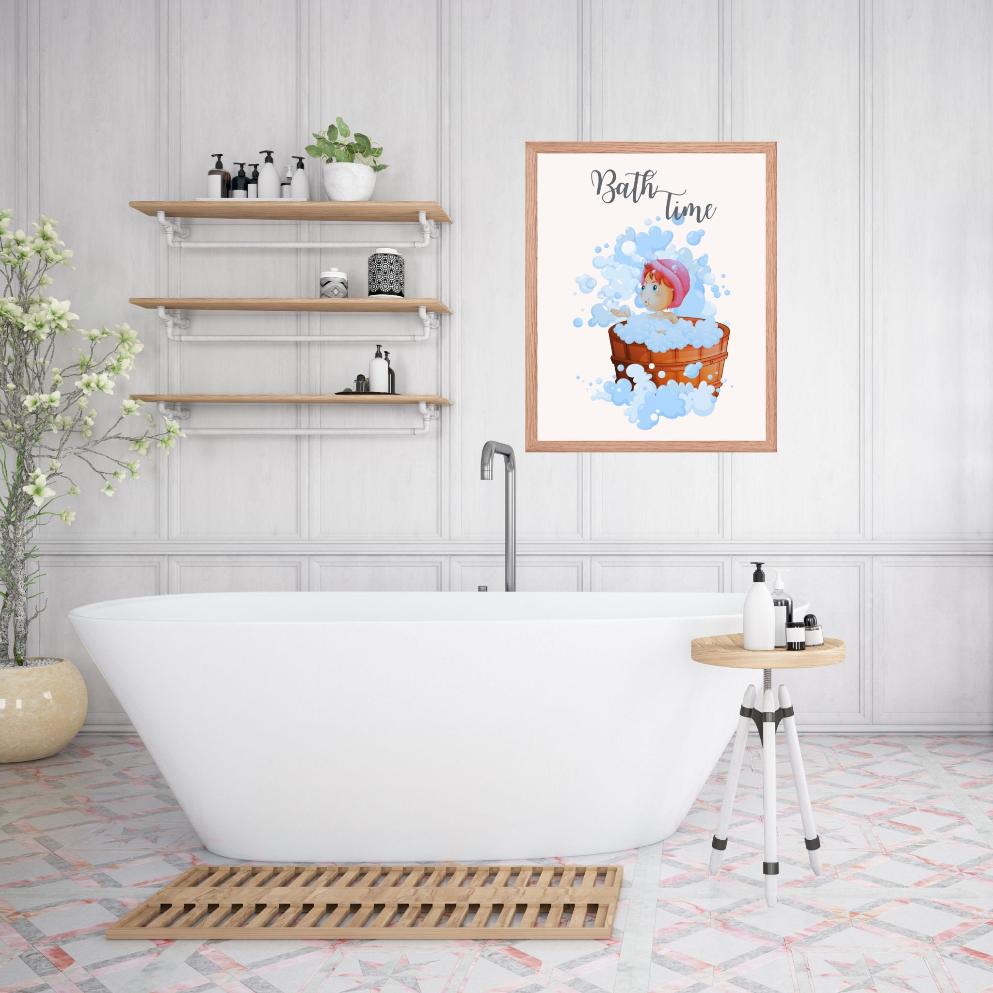 Bath Time Bubbles, Whimsy Bathroom Art, Kids Bathroom Art, Bath Time ...