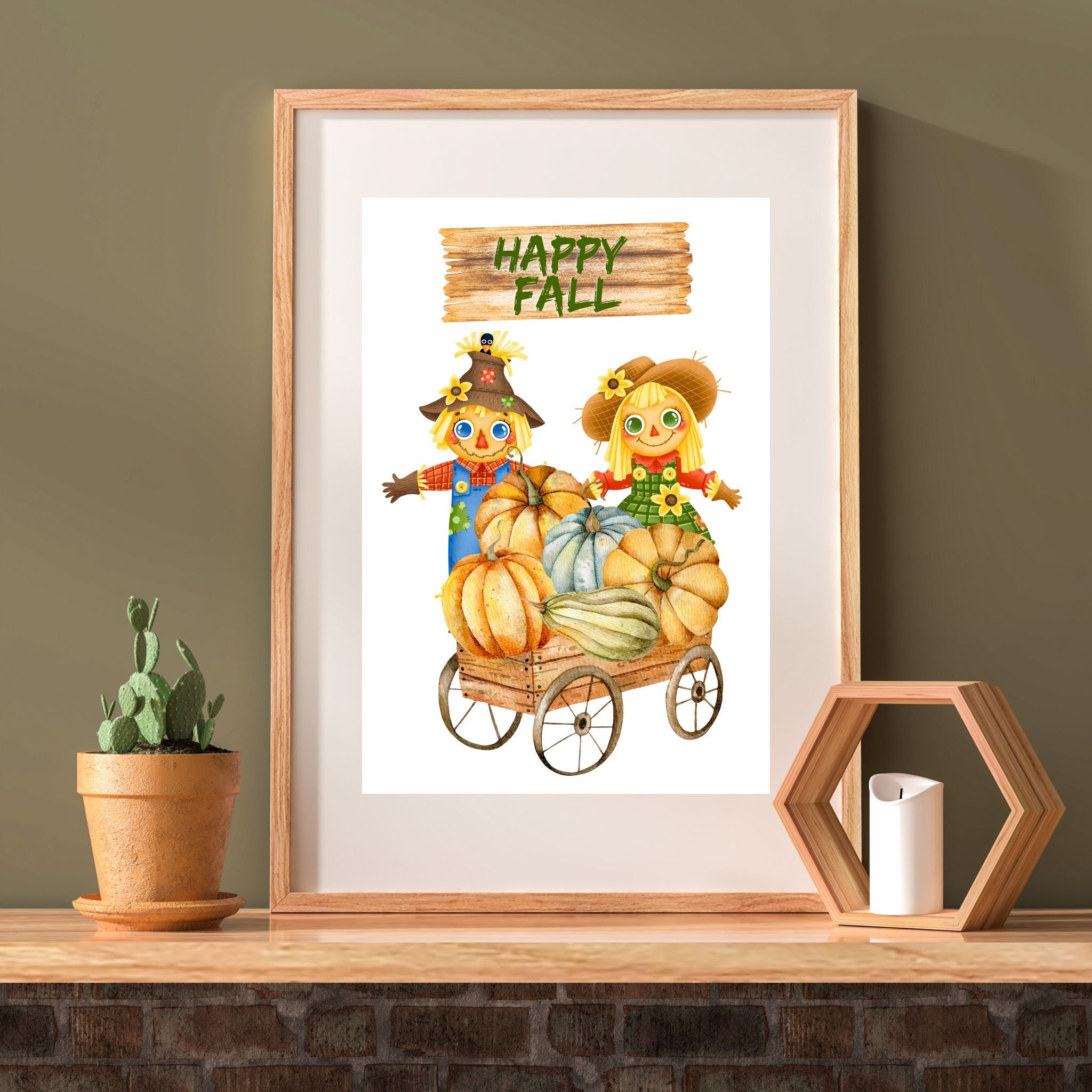 Happy Fall Scarecrow, Pumpkin Wall Art Fall, Fall Decor Quotes ...