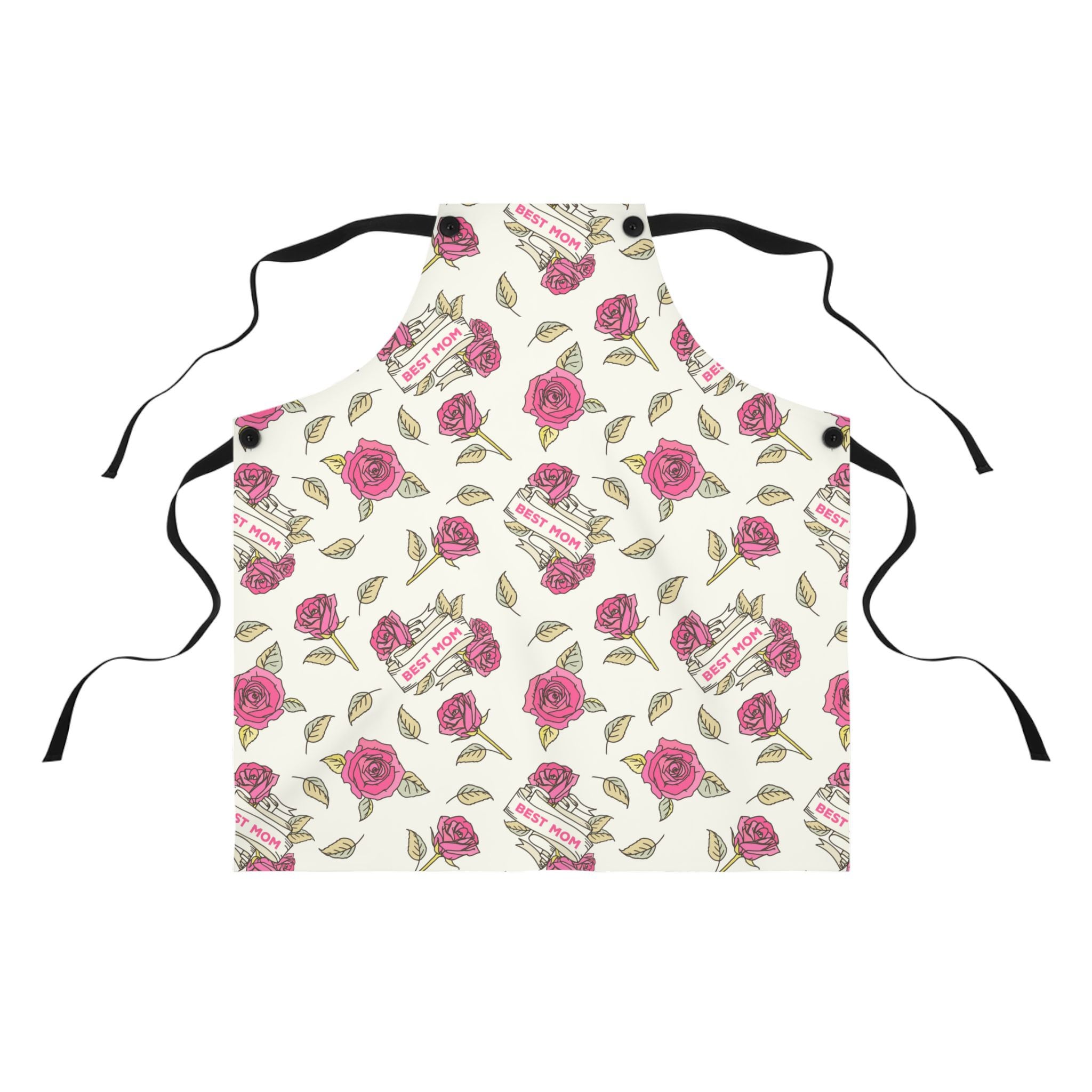 Momtastic Apron, Pink and Cream Apron Best Mom Saying Flower Apron Gift ...