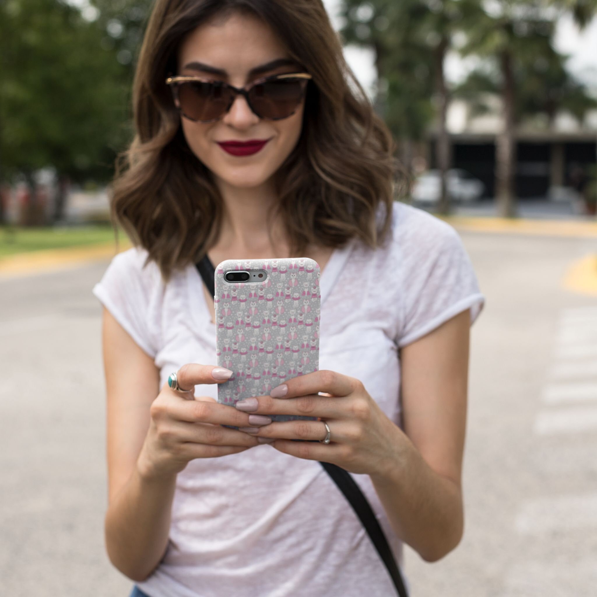 Pink Empress Kitty Cell Phone Case, Pink and Grey Tough Phone Case Cat ...