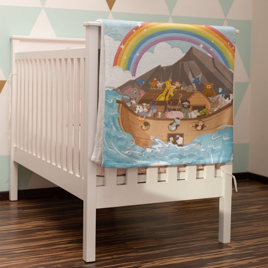Noah's Ark Baby Blanket: Soft Fleece Christian Nursery Decor - Etsy