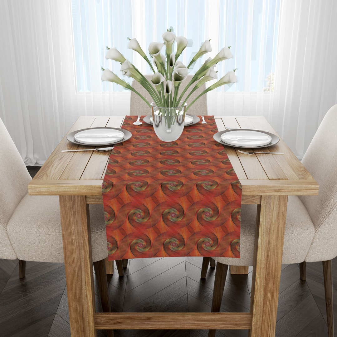 Red Swirl Table Runner: Modern Home Decor, Dining Table Decoration - Etsy