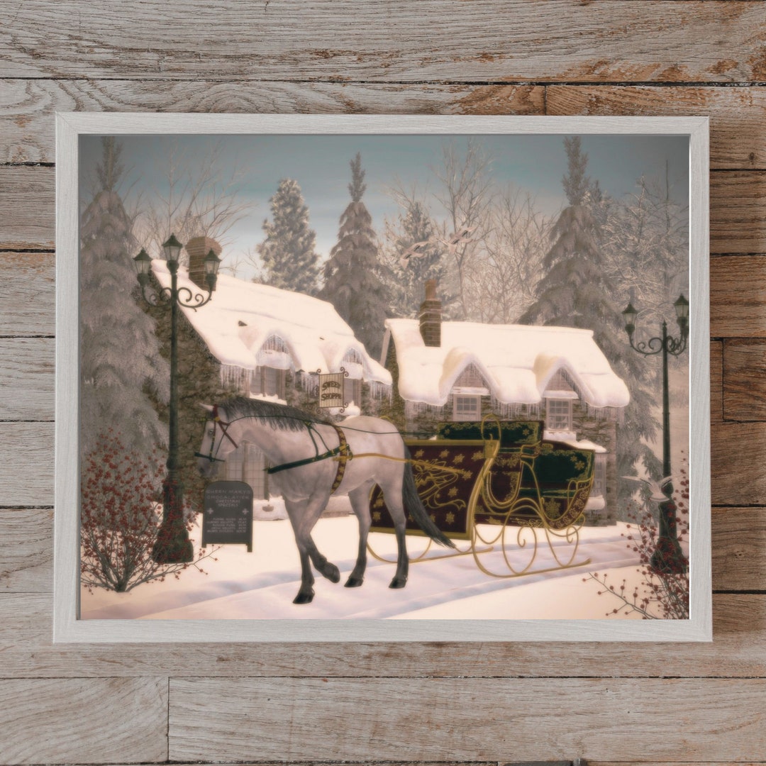 Santa Ride Horse and Sleigh Print, Sleigh Ride Printable, Santa Sleigh ...