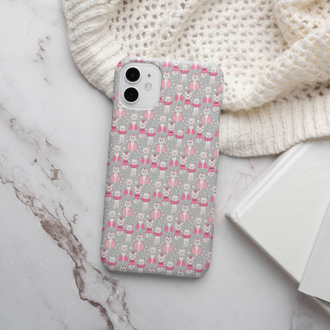 Pink Empress Kitty Cell Phone Case, Pink and Grey Tough Phone Case Cat ...