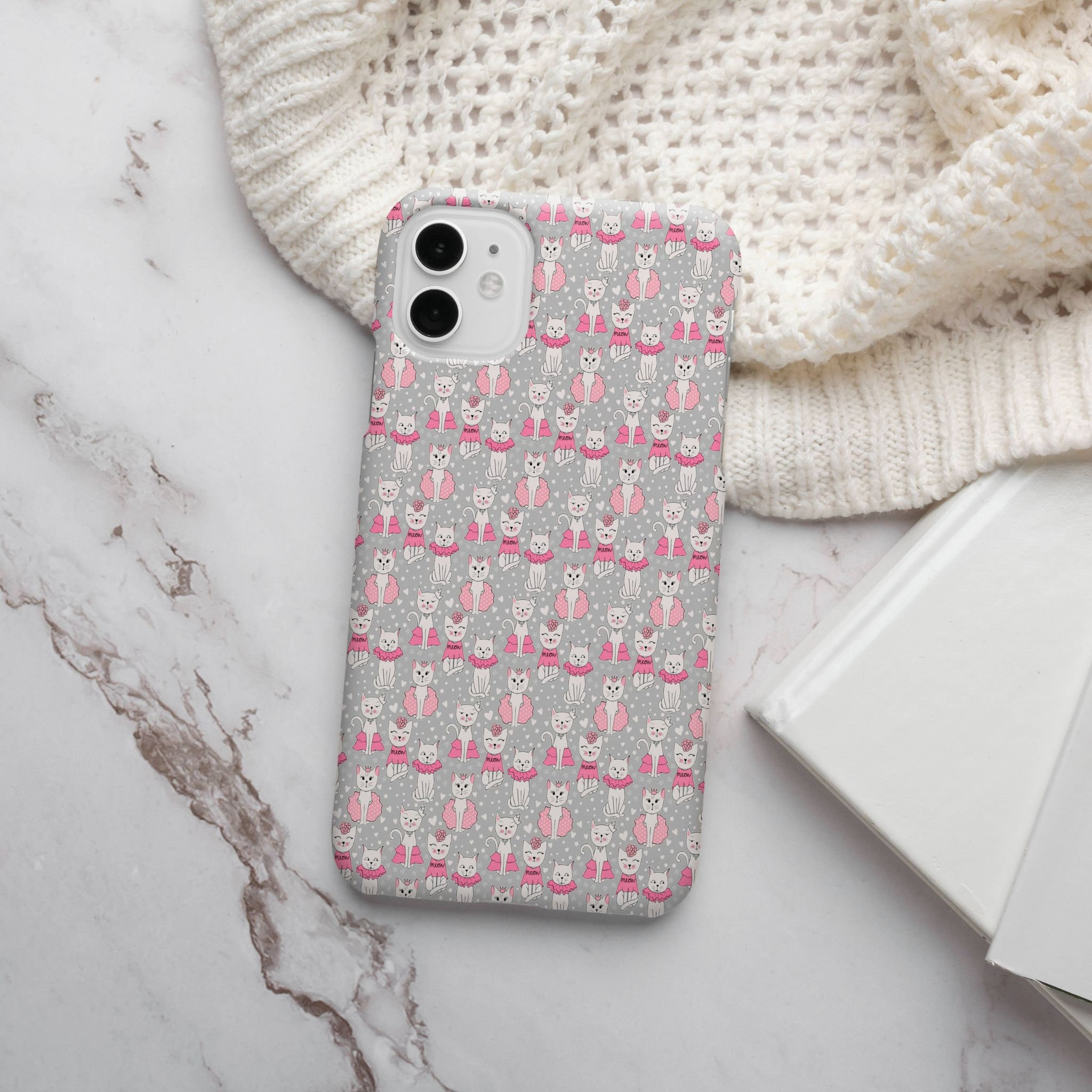 Pink Empress Kitty Cell Phone Case, Pink and Grey Tough Phone Case Cat ...