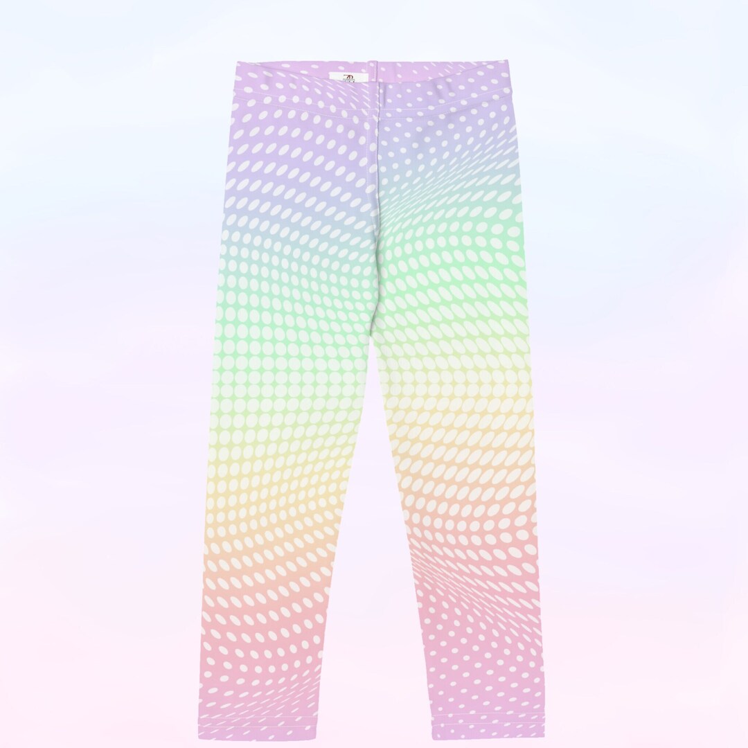 Pastel Halftone Kids Leggings, Pastel Rainbow Colorful Toddler Leggings ...