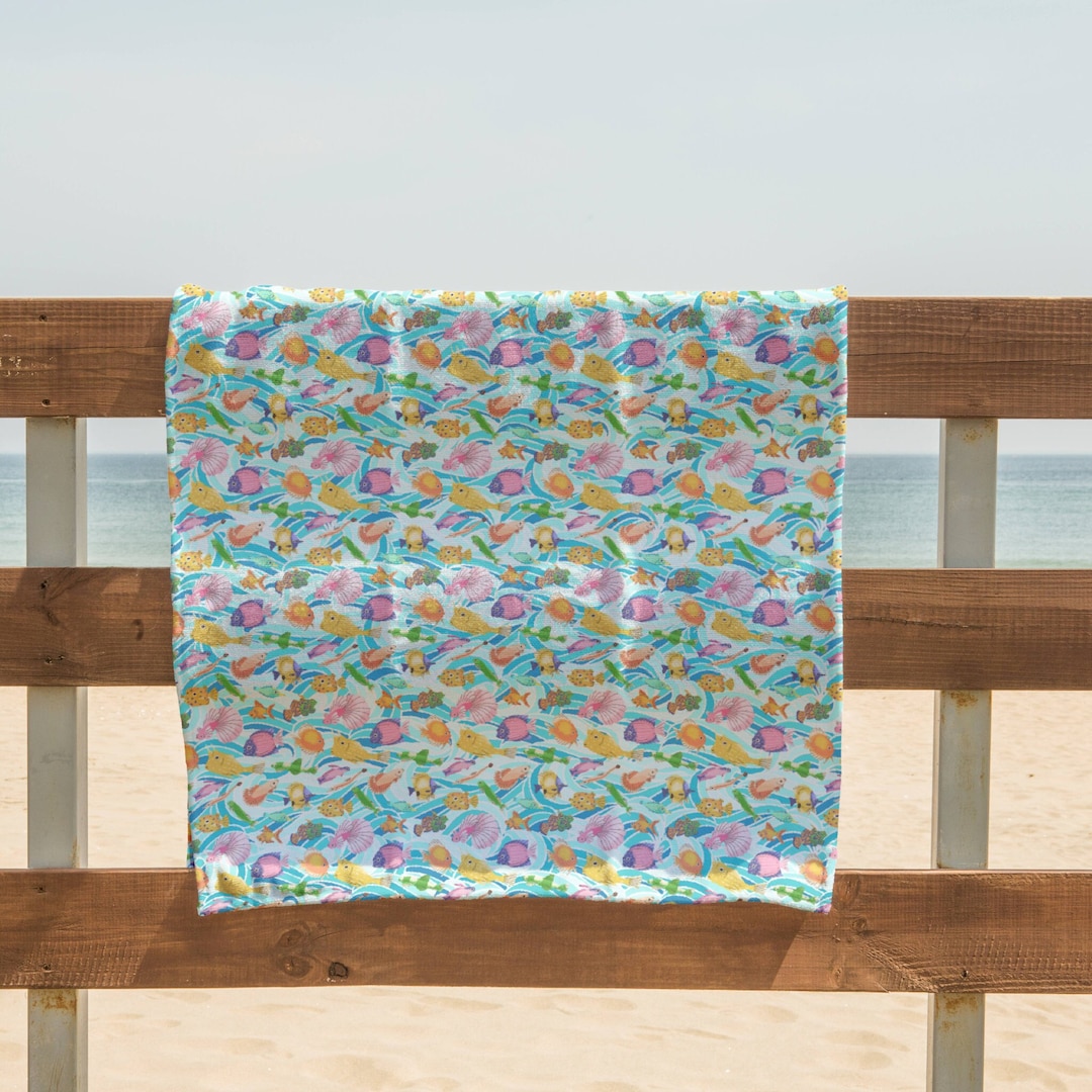 Rainbow Reef Beach Towel Colorful Fish Beach Essentials Beach Lover ...
