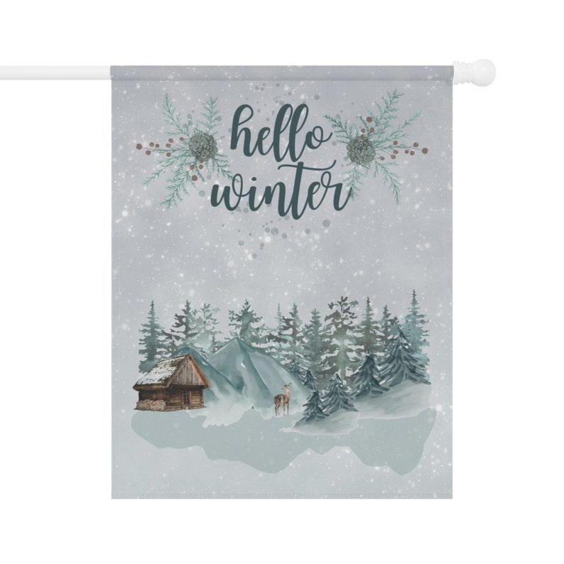 Frosty Winter Banner, Hello Winter Banner, Garden Winter Flags, Winter ...