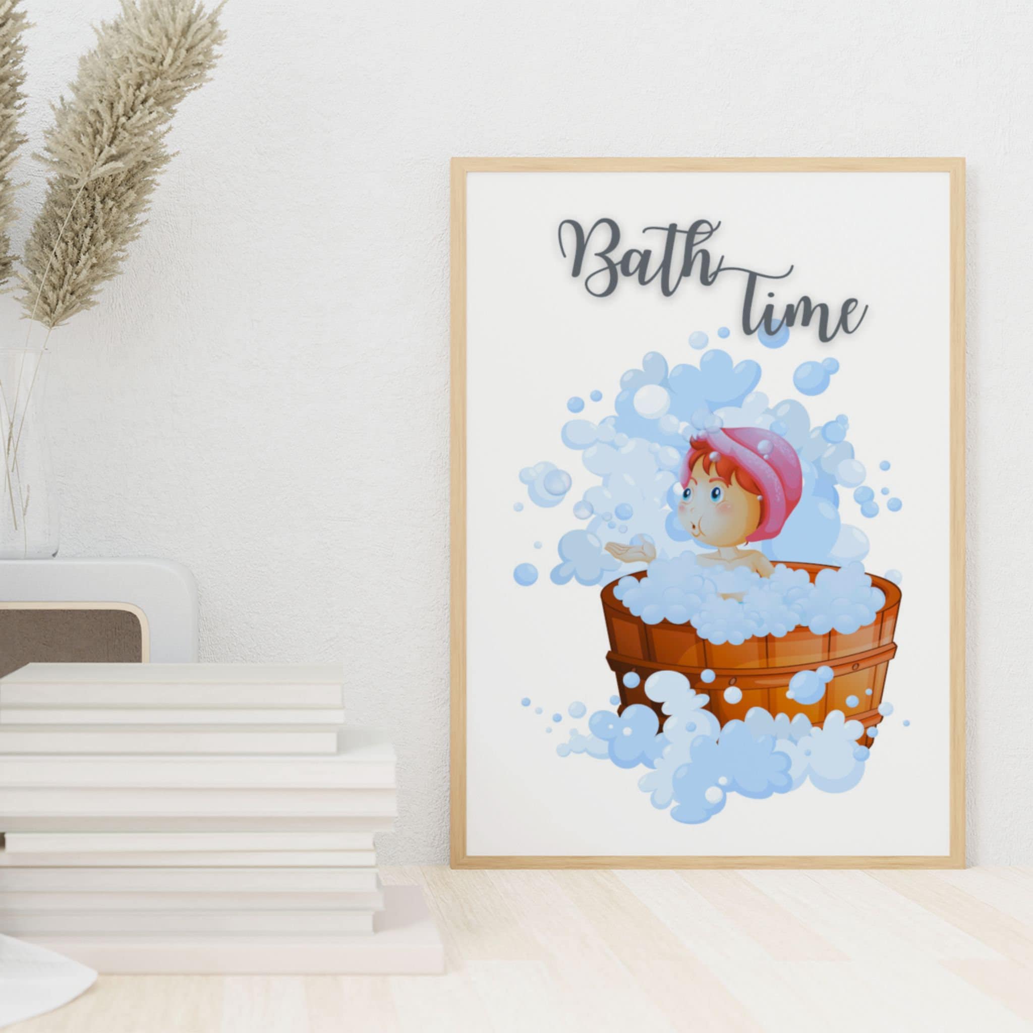 Bath Time Bubbles, Digital Download, Bathroom Wall Art, Bathroom Decor, Wash Tub Print, Bubble ...