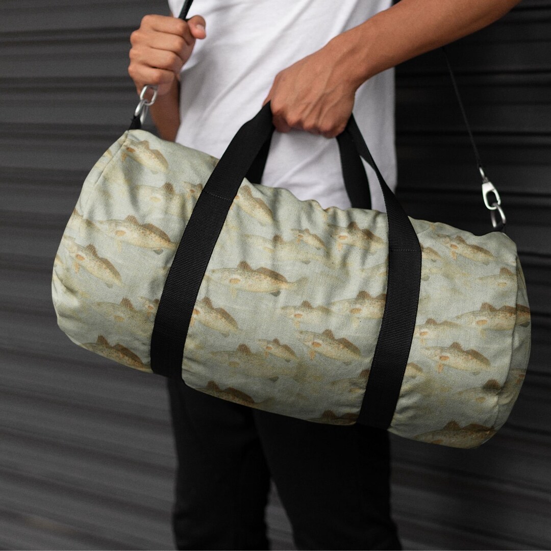 Bass Fish Print Duffel Bag: Fishing Weekend Getaway Bag - Etsy