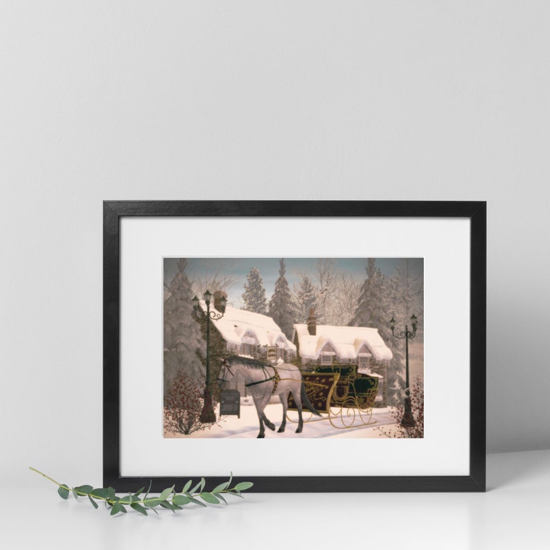 Santa Ride Horse and Sleigh Print, Sleigh Ride Printable, Santa Sleigh ...