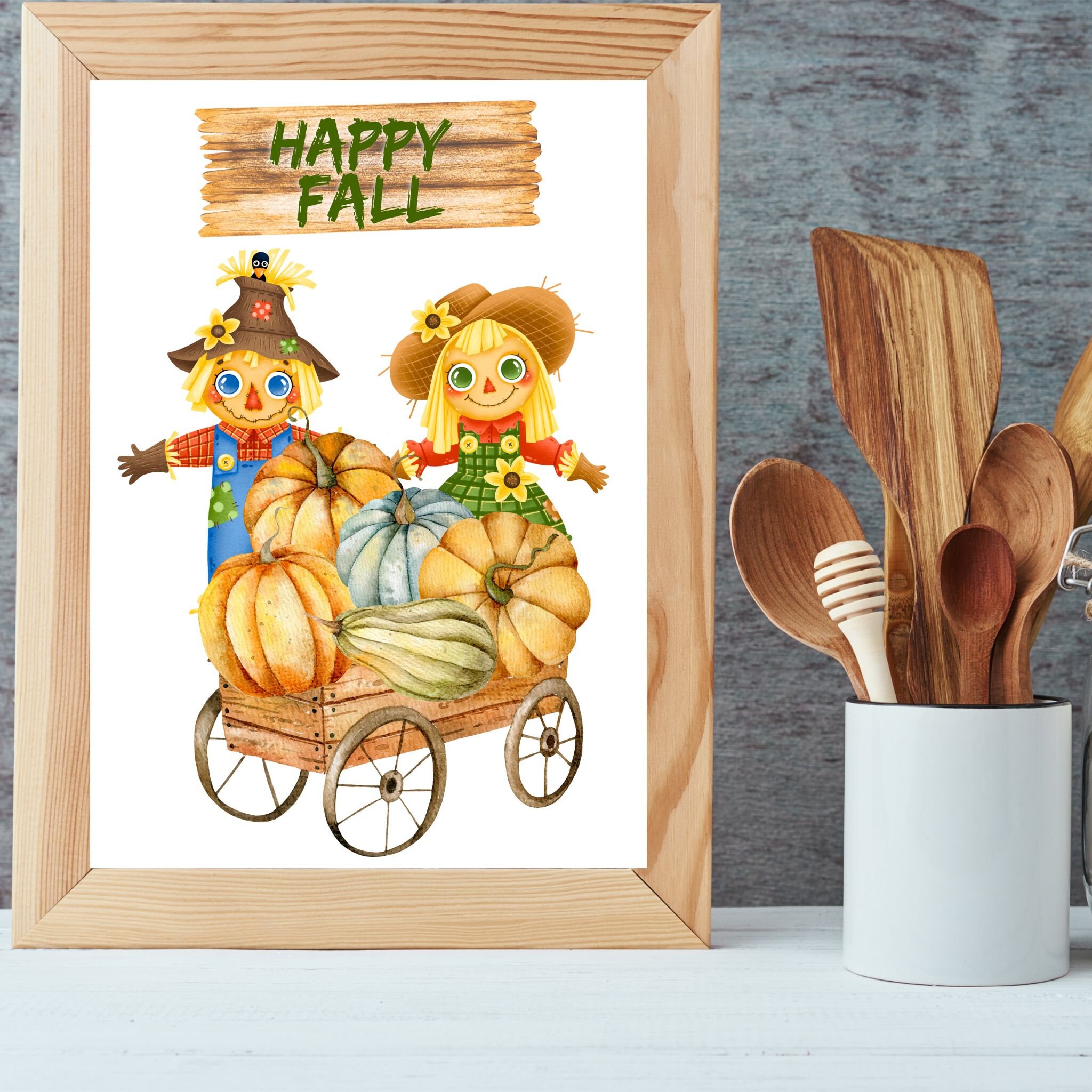 Happy Fall Scarecrow, Pumpkin Wall Art Fall, Fall Decor Quotes ...