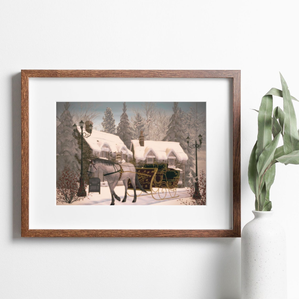 Santa Ride Horse and Sleigh Print, Sleigh Ride Printable, Santa Sleigh ...