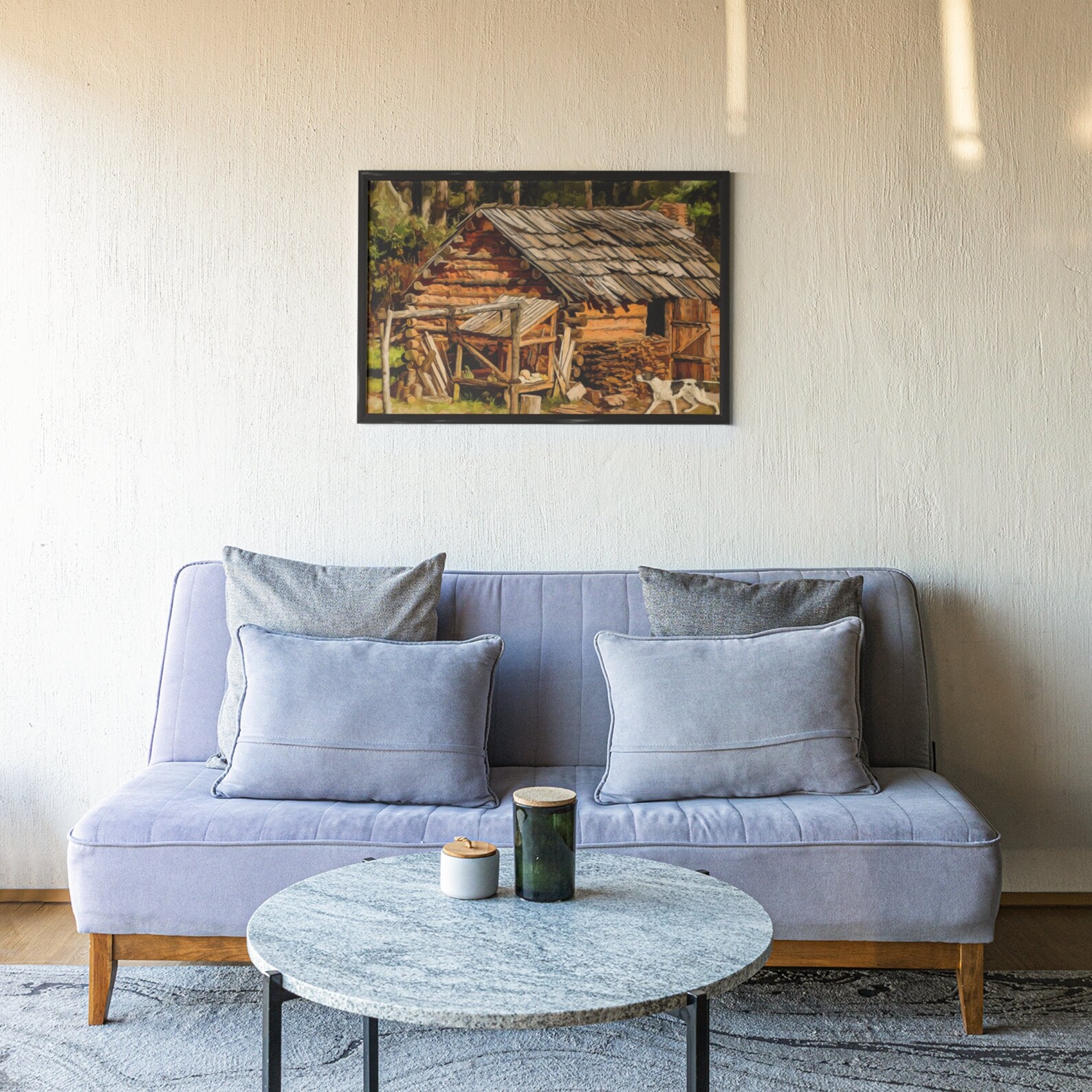 Woodland Shanty Framed Art Log Cabin in the Woods With Dog Wall Art ...