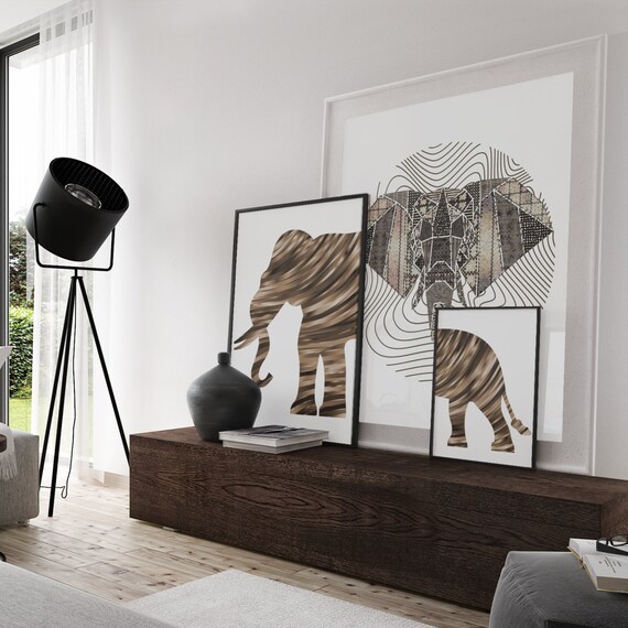 Boho Elephant Art 3 Piece Wall Art Downloadable Animal - Etsy