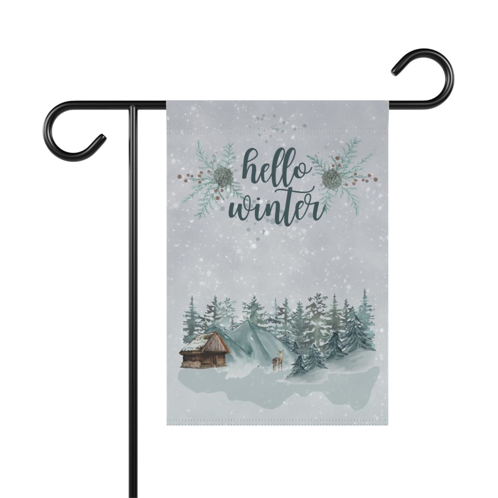 Frosty Winter Banner, Hello Winter Banner, Garden Winter Flags, Winter ...