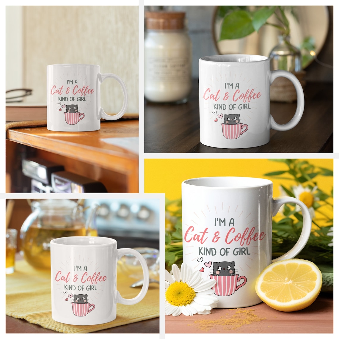 Caffeine Cat Girl Mug I Am a Cat and Coffee Kind of Girl Coffee Mug ...