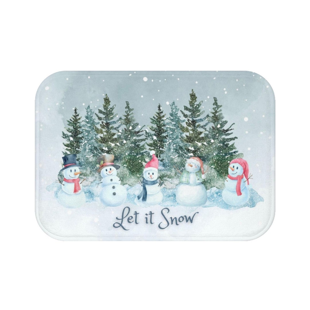 Let It Snowmen, Microfiber Bath Mat, Snowmen Bath Mat, Winter Bath ...