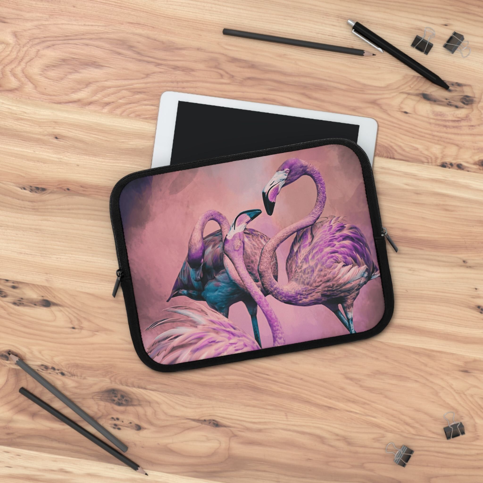 Glitzy Flamingos Laptop Sleeve, Pink Flamingo Laptop Case Computer ...